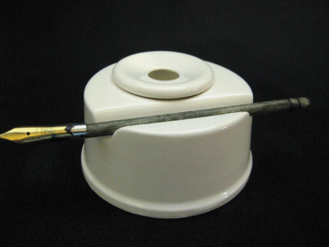 White Ceramic Inkwell Calligraphy Pen Ink Pot Inkwell Dip Pen - Etsy