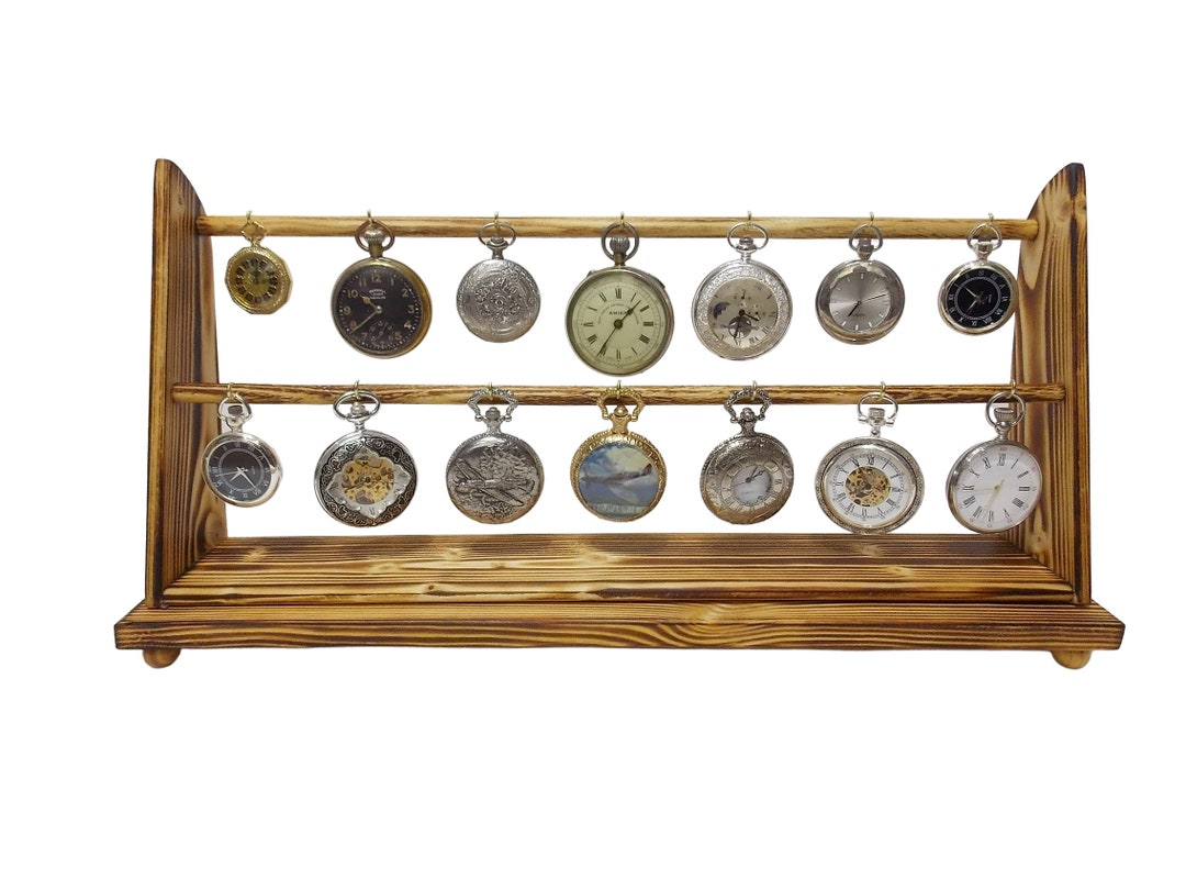 Pocket Watch Stand Holds 14 Watches Rack Holder Desk Top Display Fob ...