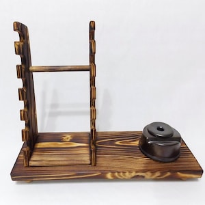 Calligraphy Inkwell & Pen Rack Holder Holds 6 Pens Desk Top Ink ...