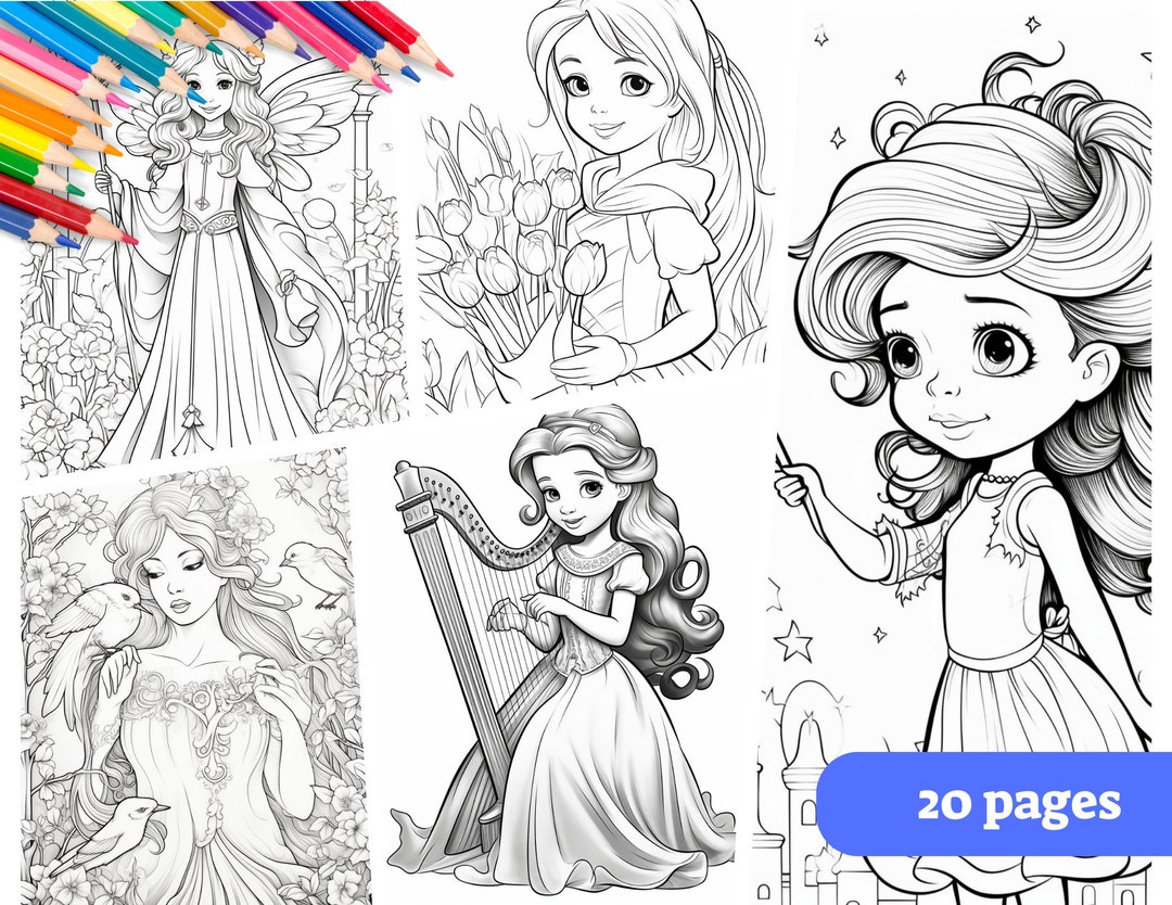 Cute Princess Coloring Pages for Kids 20 Printable Coloring Pages ...
