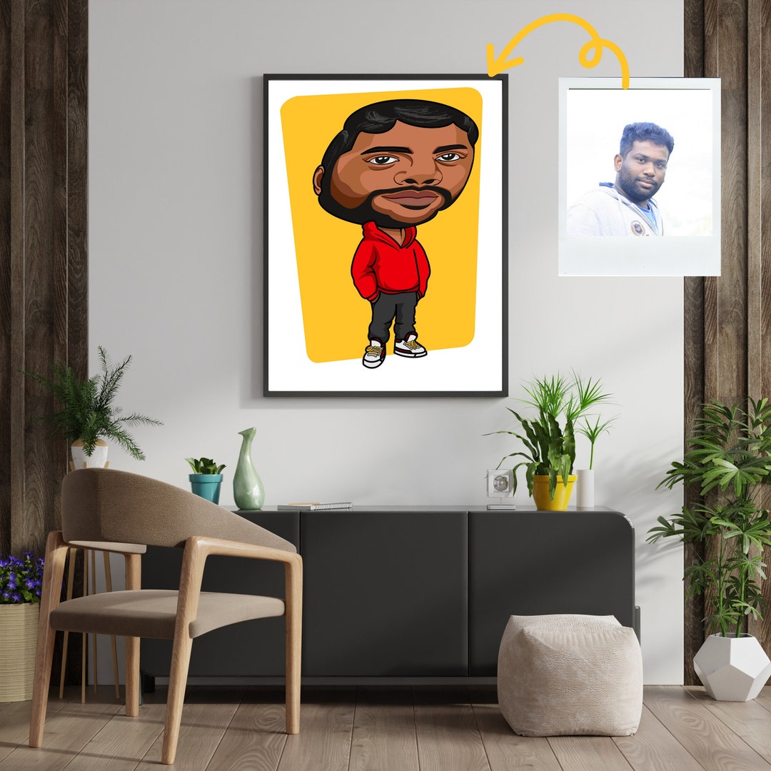 Custom Minimalist Caricature Digital Portrait Illustration, Digital Art ...