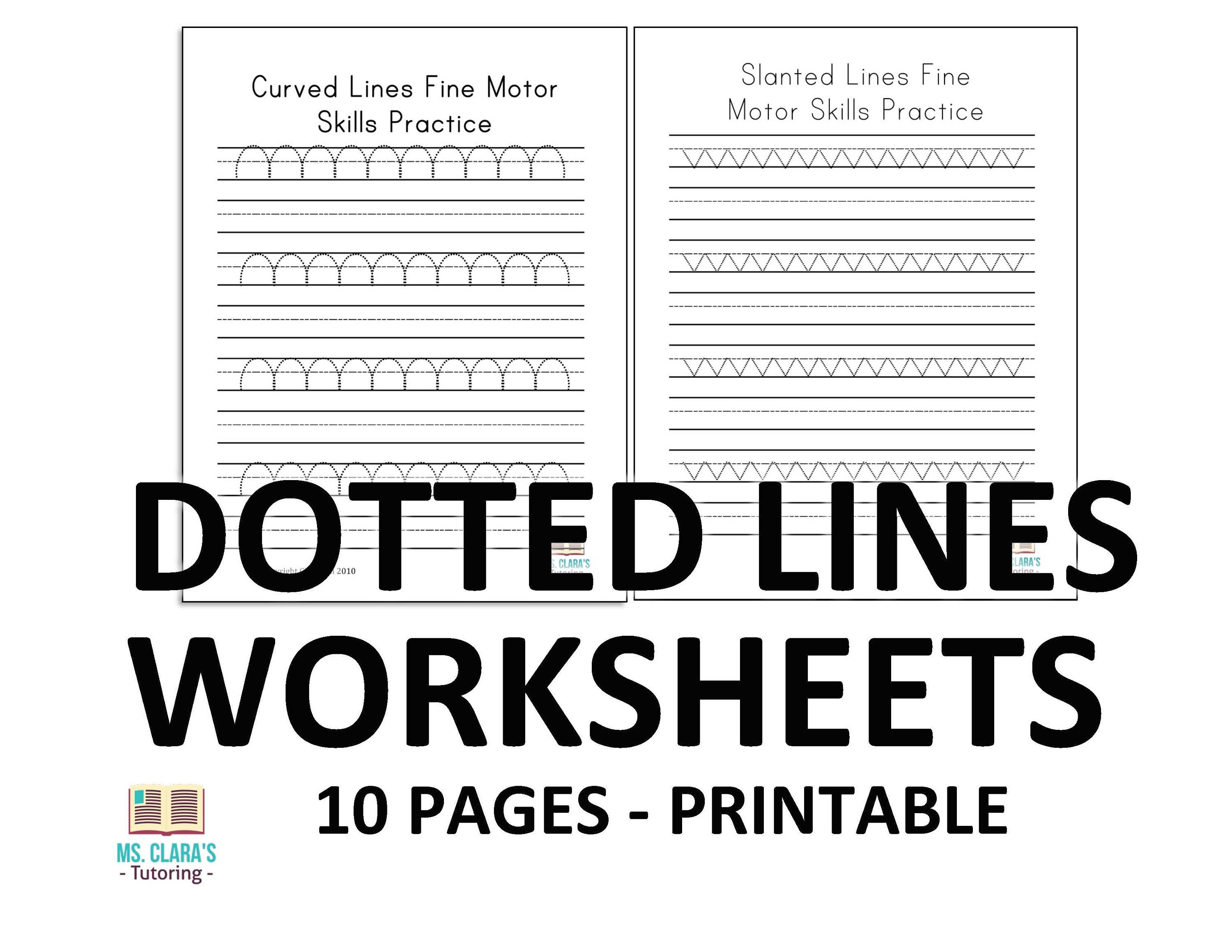 Dotted Line Fine Motor Skills Practice Printable Worksheet Pre-writing ...