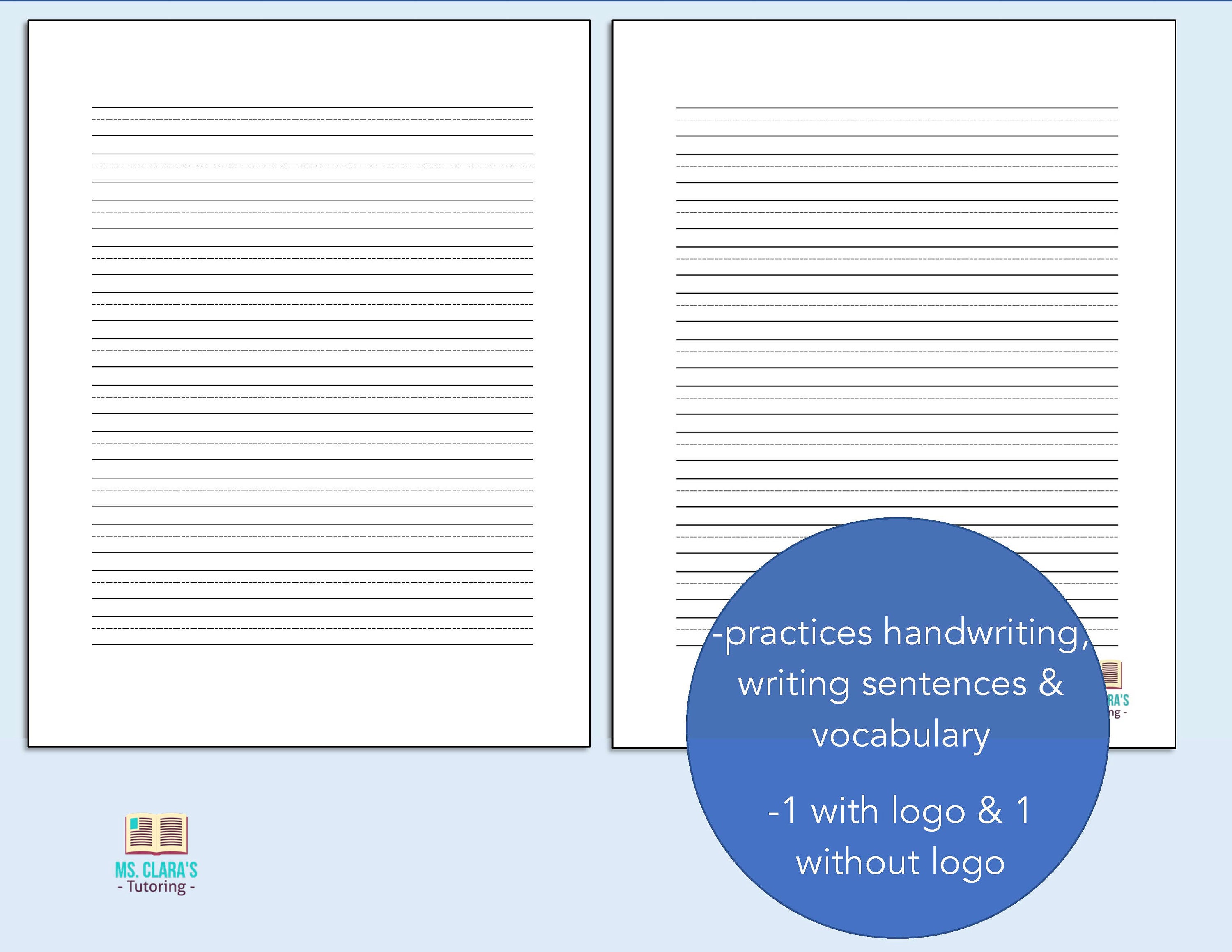 Handwriting Paper, Blank Empty Dotted Sheet for Children, Lined Paper ...