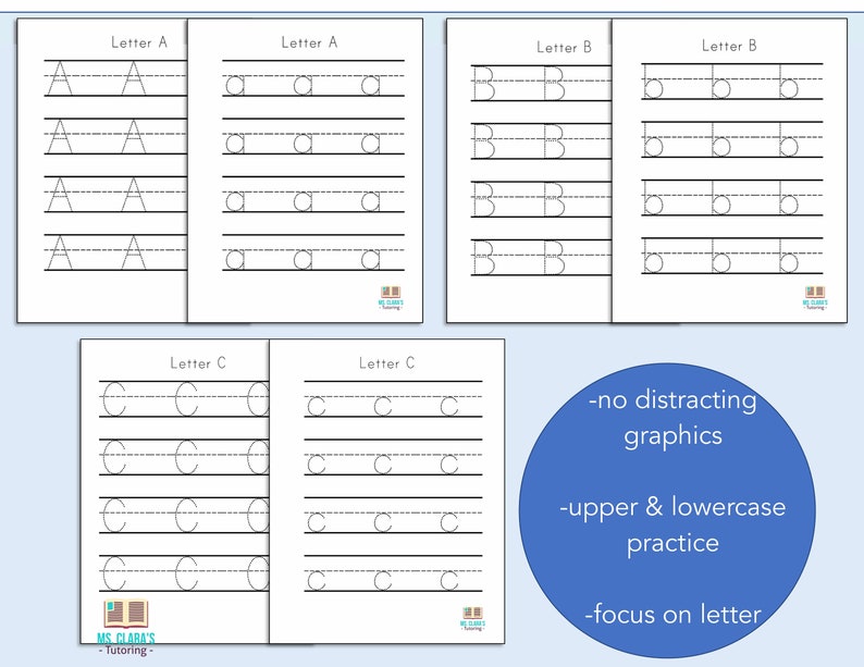 Alphabet Tracing Worksheet Bundle Preschool Lettering Worksheet Tracing ...