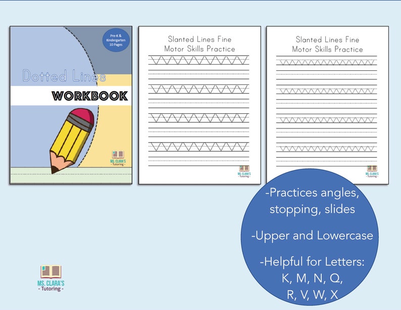 Dotted Line Fine Motor Skills Practice Printable Worksheet Pre-writing ...