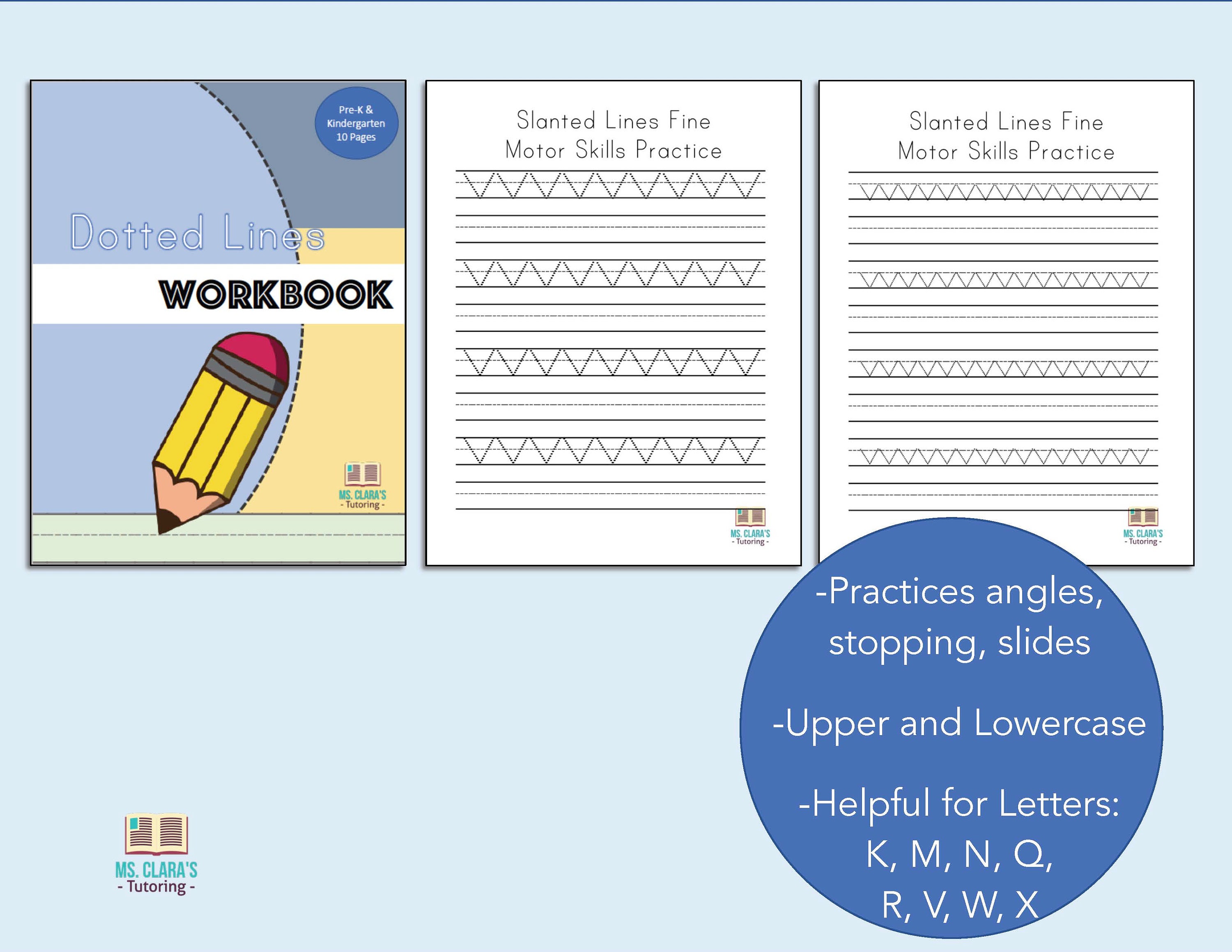 Dotted Line Fine Motor Skills Practice Printable Worksheet Pre-writing ...
