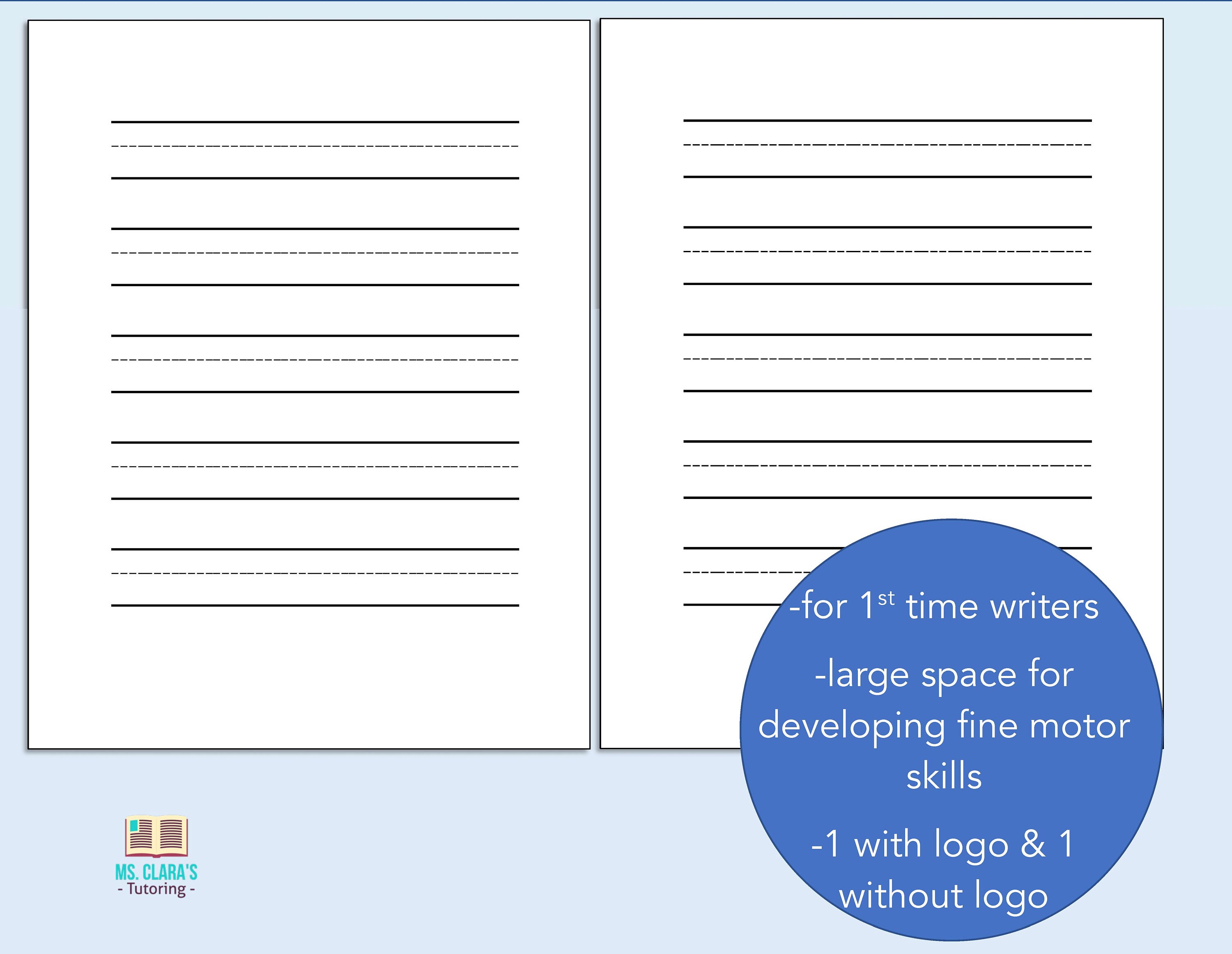 Handwriting Paper, Blank Empty Dotted Sheet for Children, Lined Paper ...