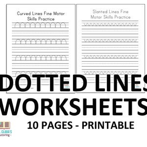 Dotted Line Fine Motor Skills Practice Printable Worksheet - Etsy