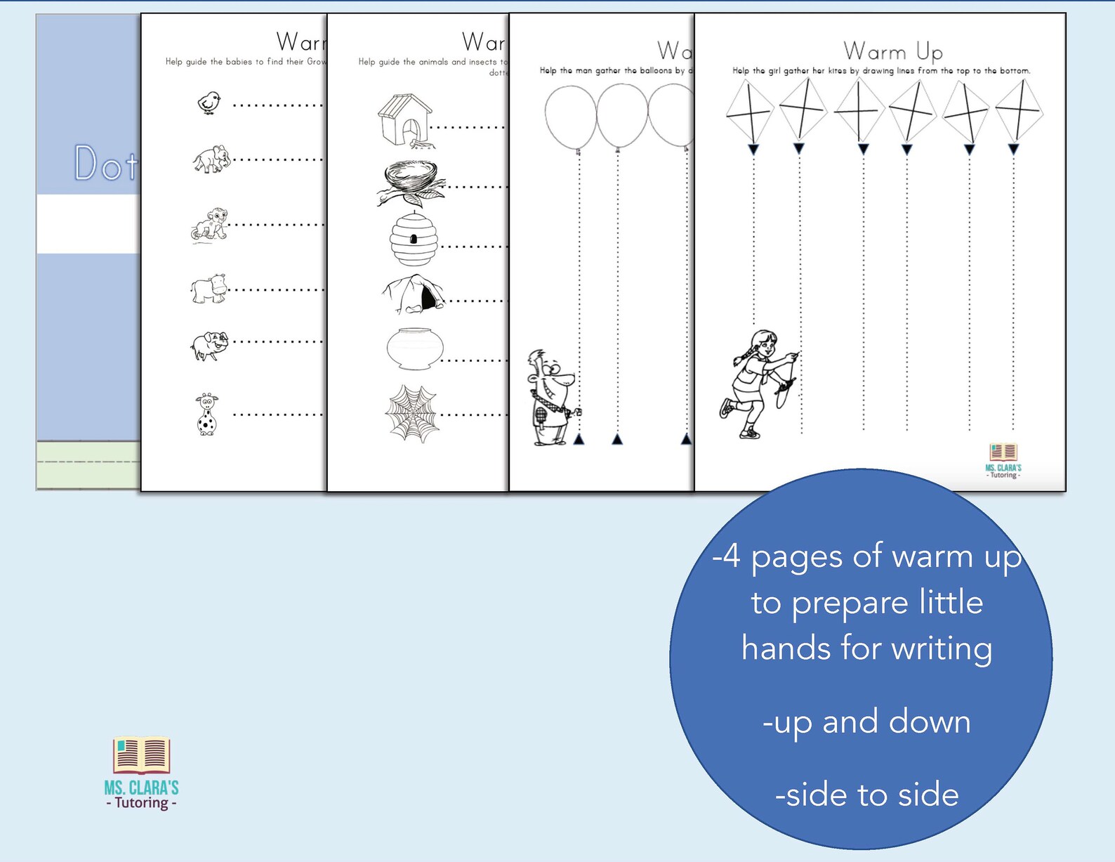Dotted Line Fine Motor Skills Practice Printable Worksheet Pre-writing ...