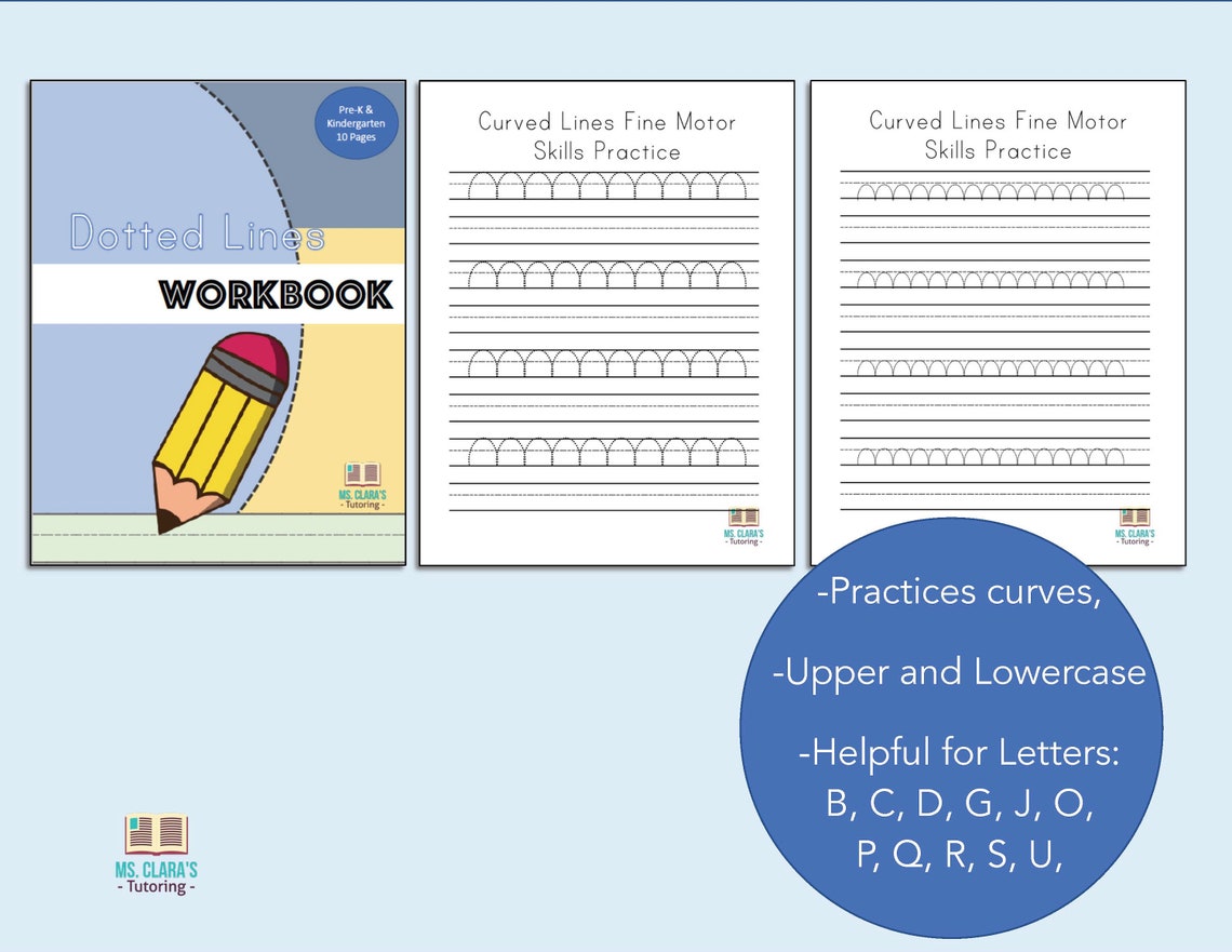 Dotted Line Fine Motor Skills Practice Printable Worksheet Pre-writing ...