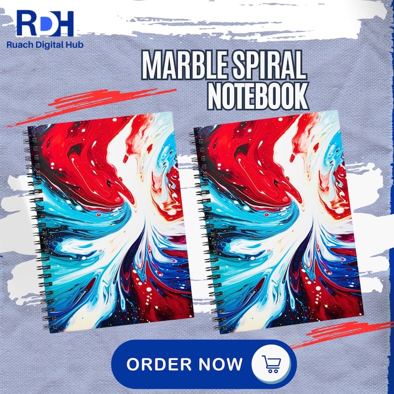 Artistic Marble Spiral Notebook - Premium Lined Writing Journal - Etsy