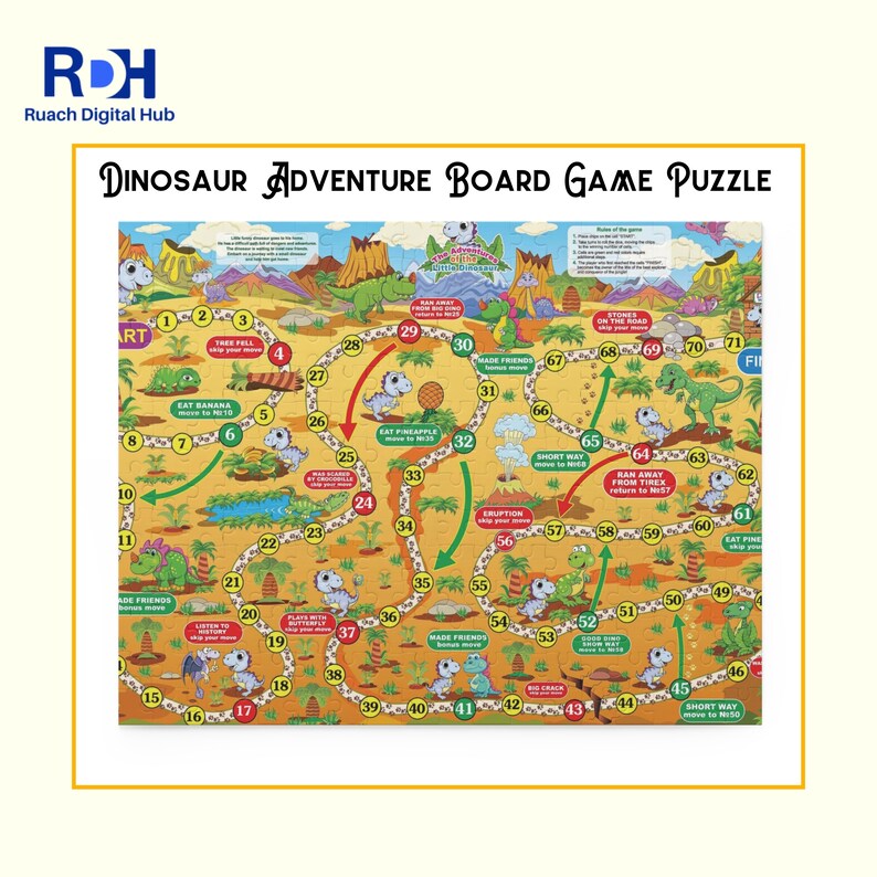 Dinosaur Adventure Board Game Puzzle - Family Fun With Prehistoric Play ...