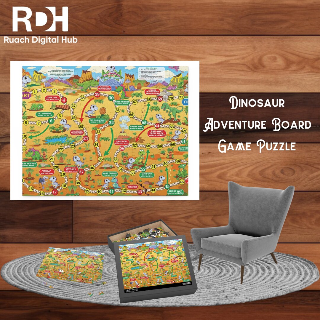 Dinosaur Adventure Board Game Puzzle - Family Fun With Prehistoric Play ...