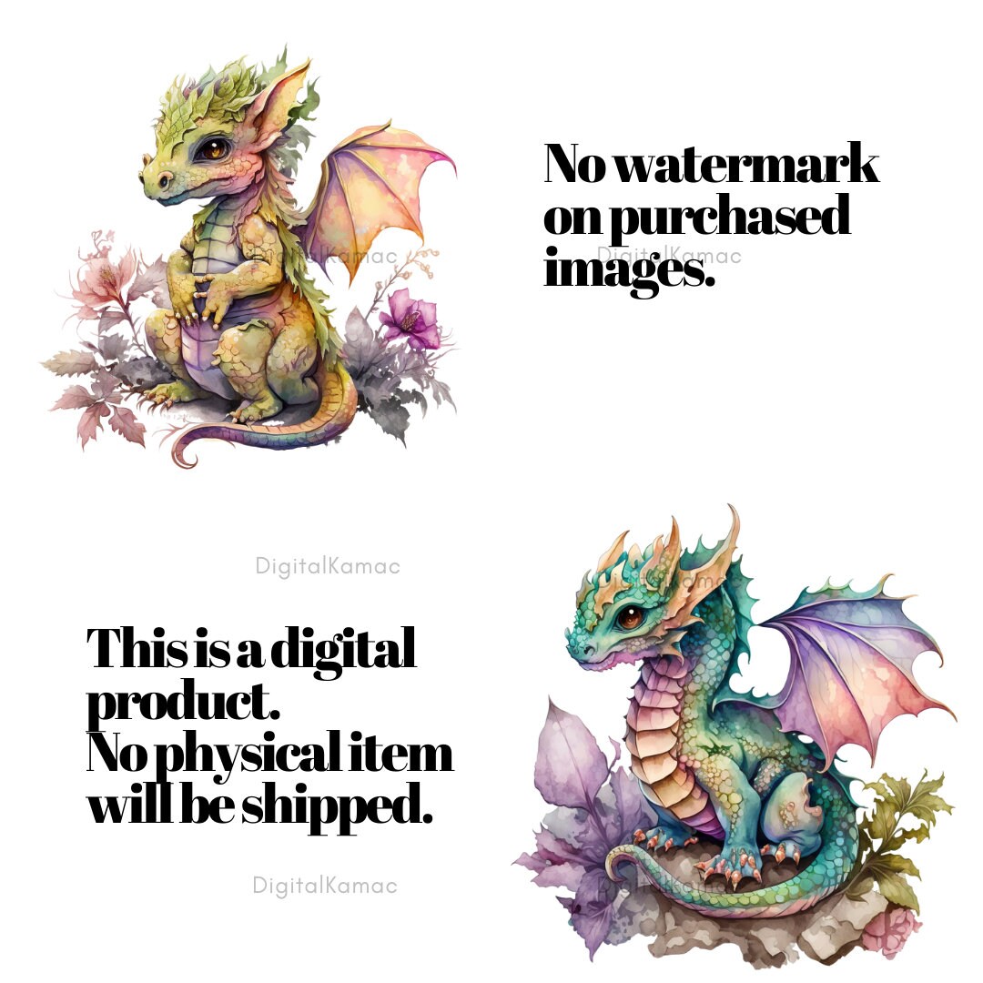 20 Watercolor Dragons High-quality Transparent PNG Clipart, Colourful ...