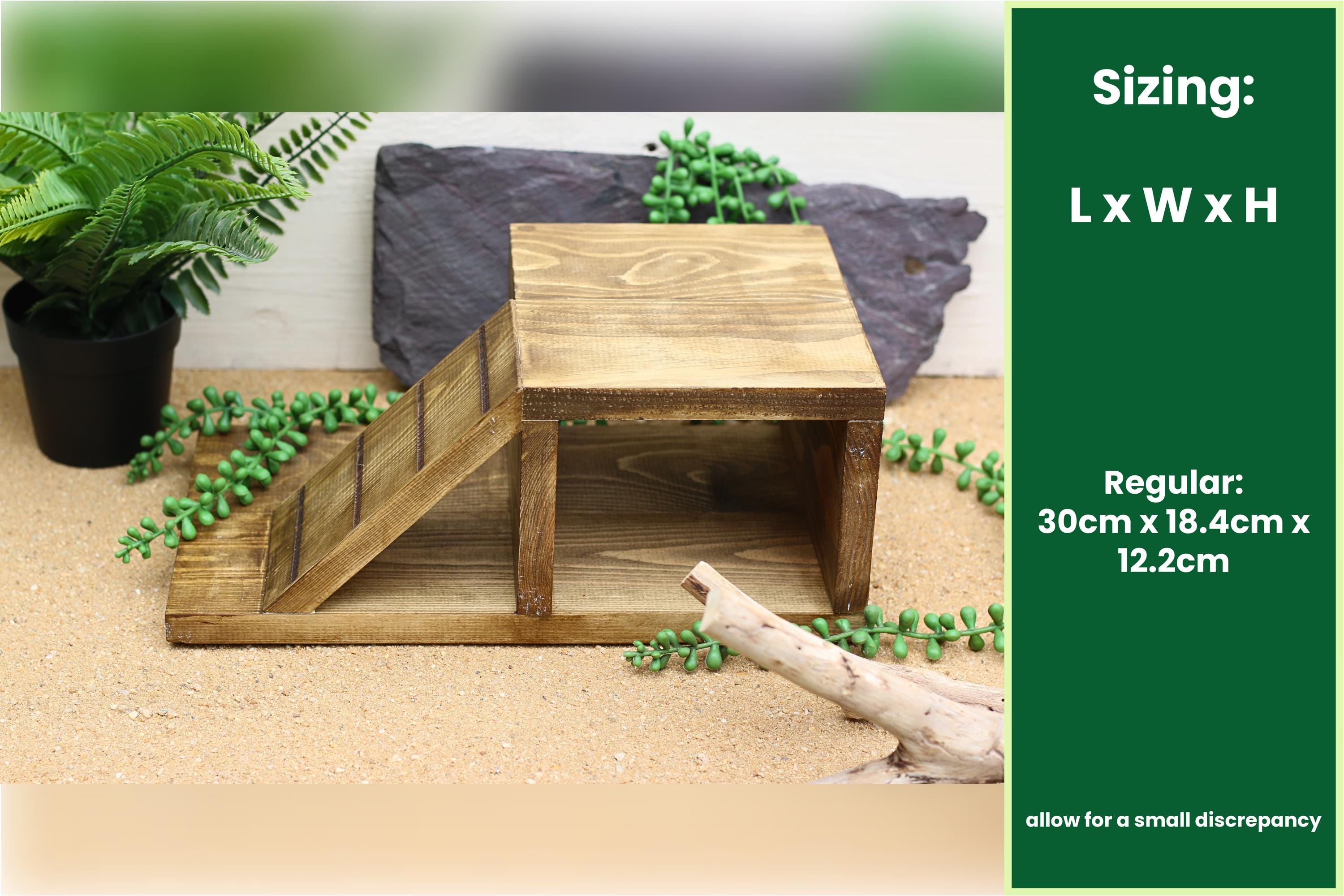 Wooden Reptile Hide and Ramp — Natural Terrarium Platform for Geckos ...