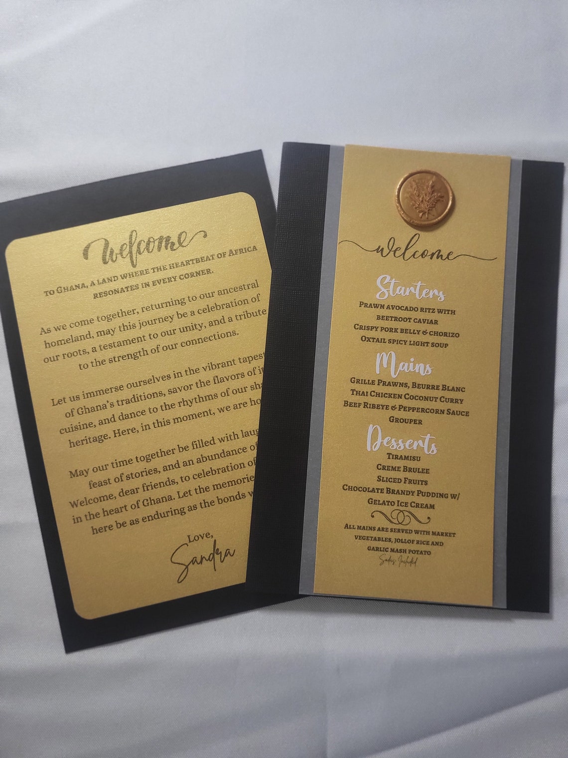 Custom Menu Place Cards, Wedding Menu Cards, Wax Seal Menus ...
