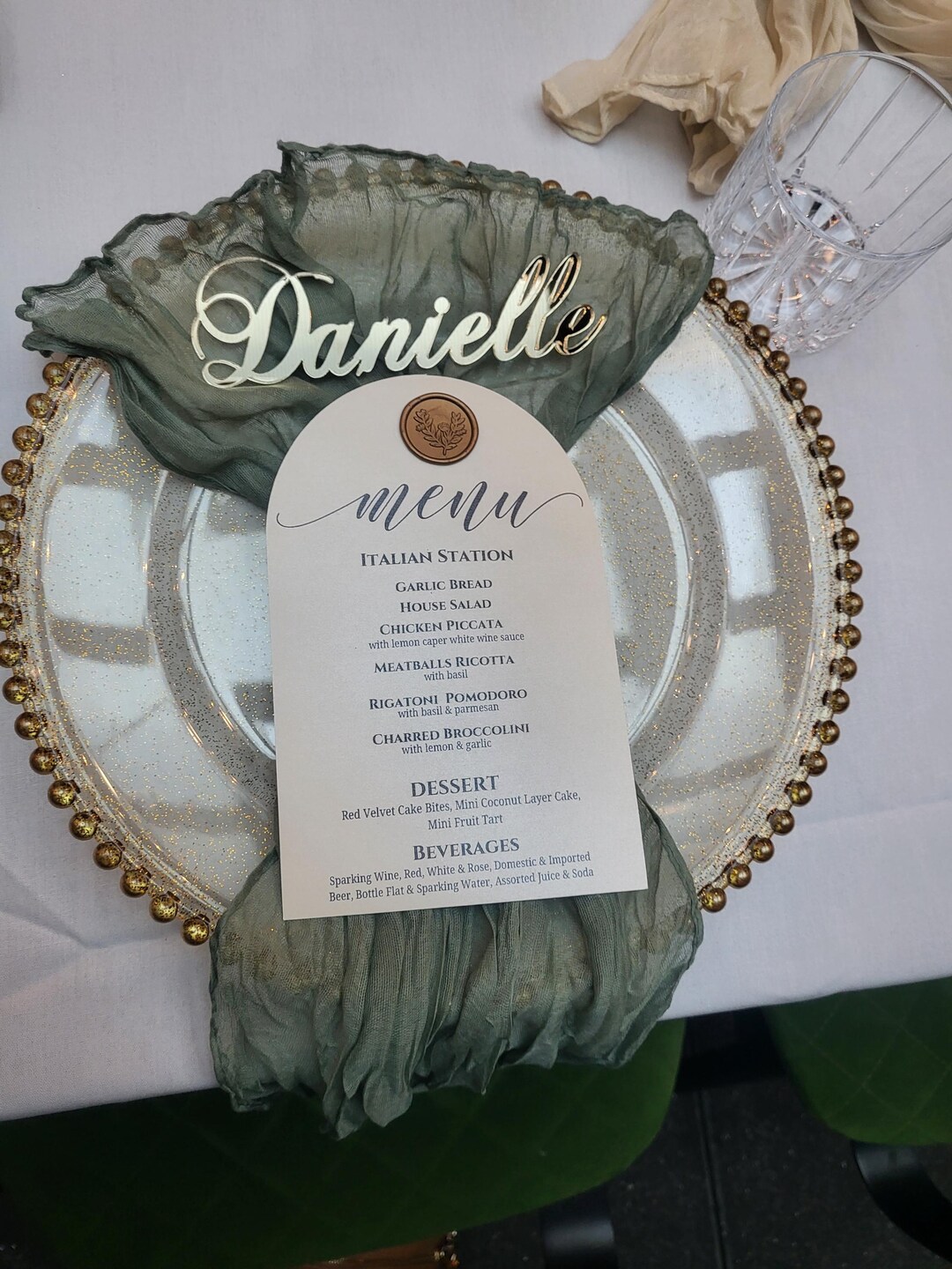 Custom Menu Place Cards, Wedding Menu Cards, Wax Seal, Personalized ...