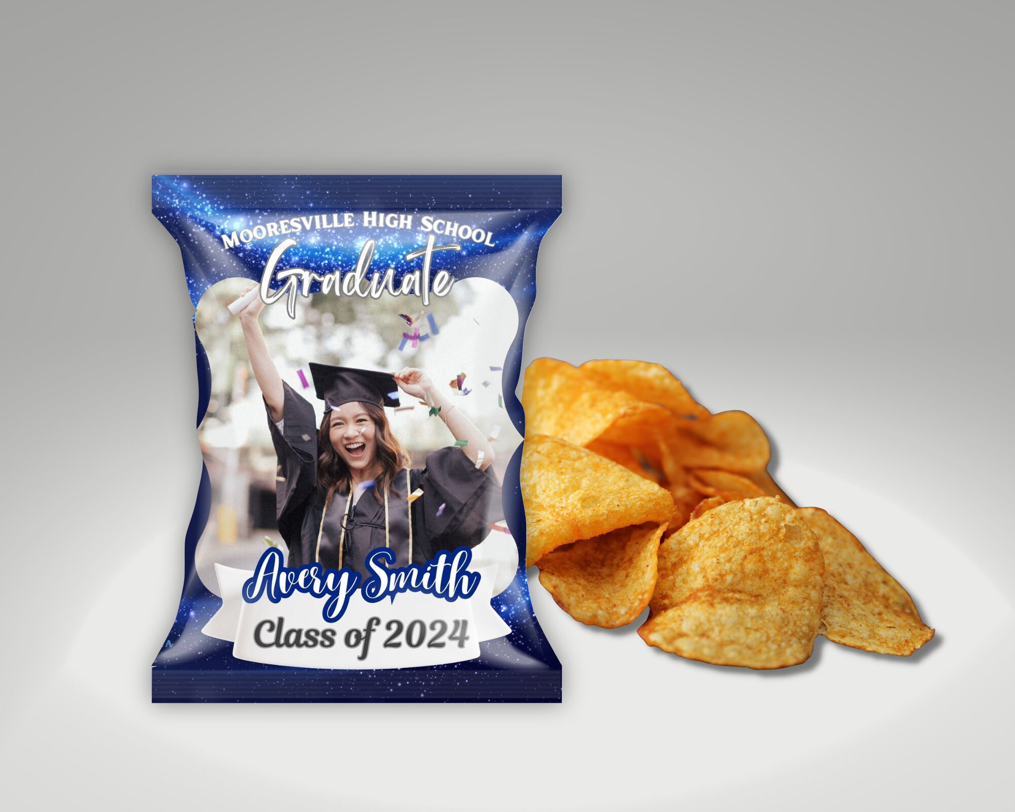 Personalized Chip Favor Bag, Graduation Chips, Theme Goodie Bag, Label ...