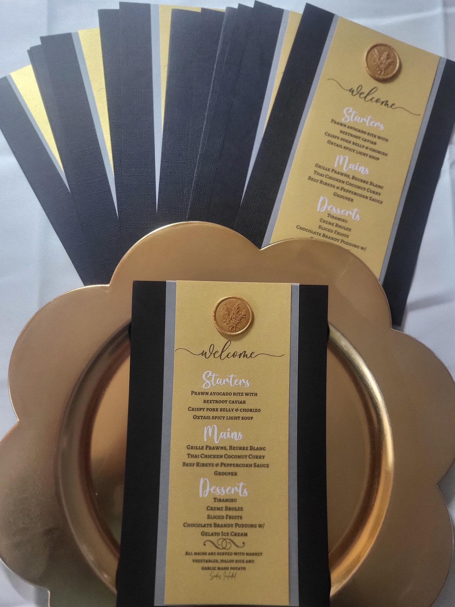Custom Menu Place Cards, Wedding Menu Cards, Wax Seal Menus ...