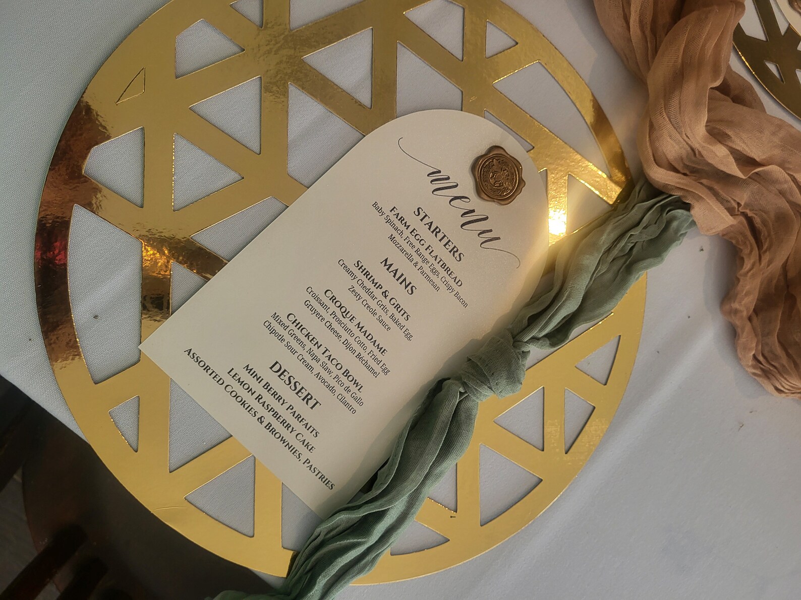 Custom Menu Place Cards, Wedding Menu Cards, Wax Seal Menus ...