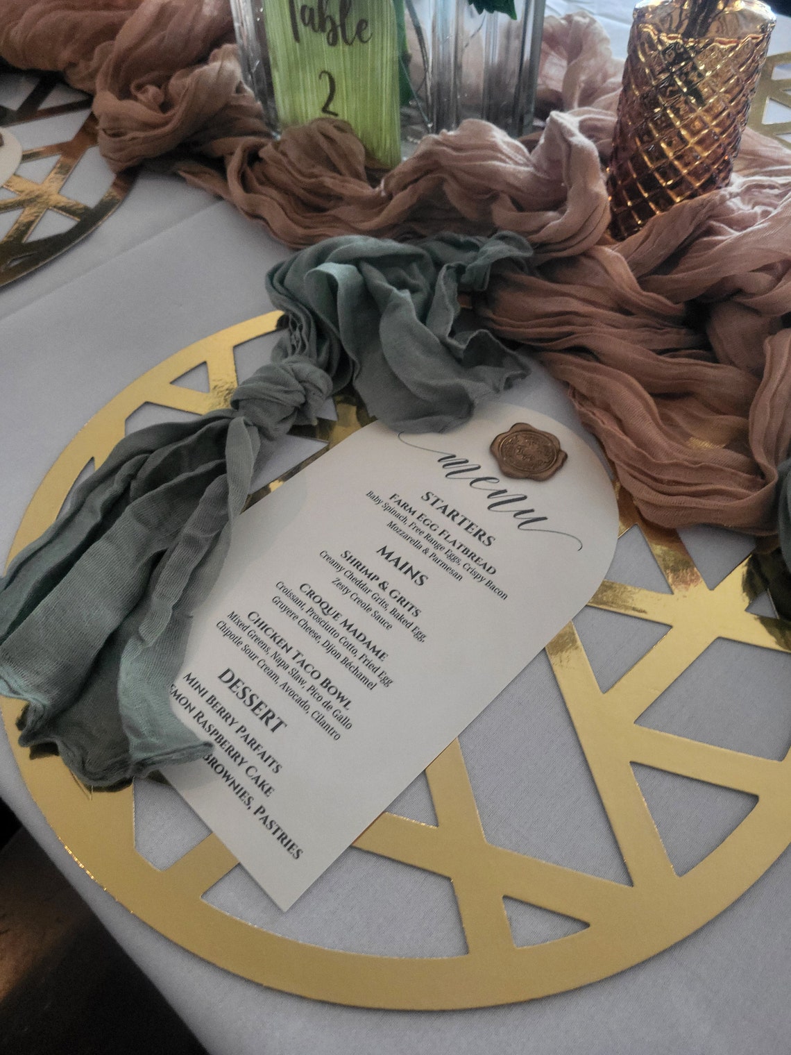 Custom Menu Place Cards, Wedding Menu Cards, Wax Seal Menus ...