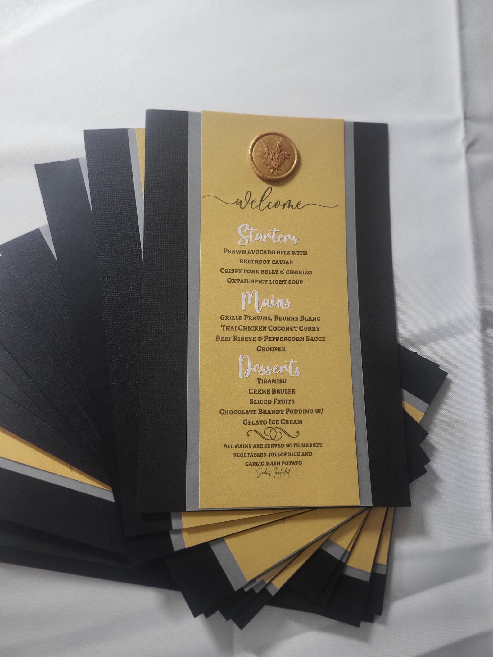 Custom Menu Place Cards, Wedding Menu Cards, Wax Seal Menus ...