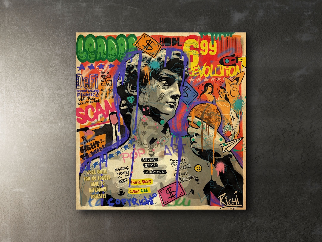 David Graffiti Pop Art Print on Canvas, Pop Art Statue Poster, Modern ...