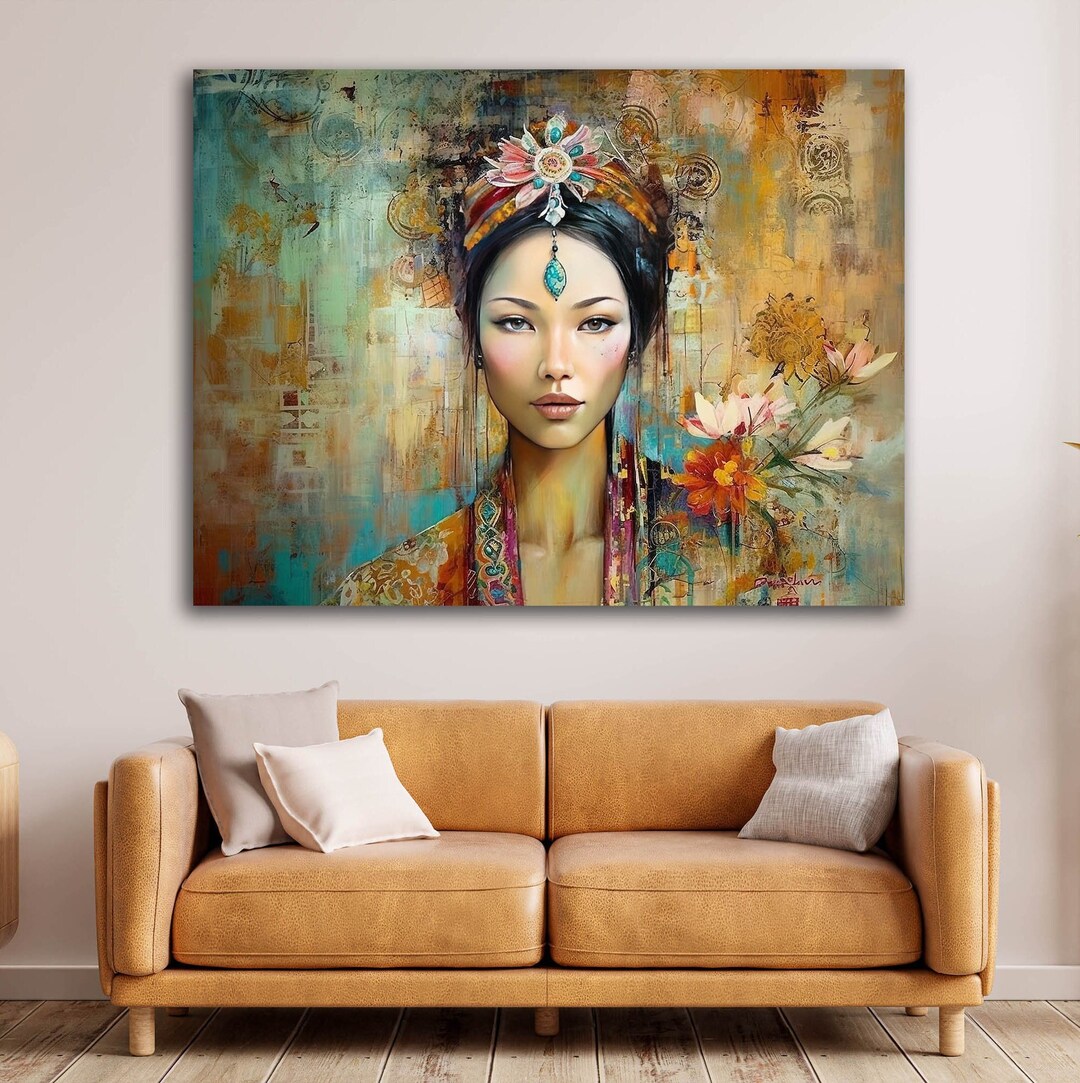 Colorful Japanese Geisha Canvas Wall Art, Traditional Artwork, Cultural ...