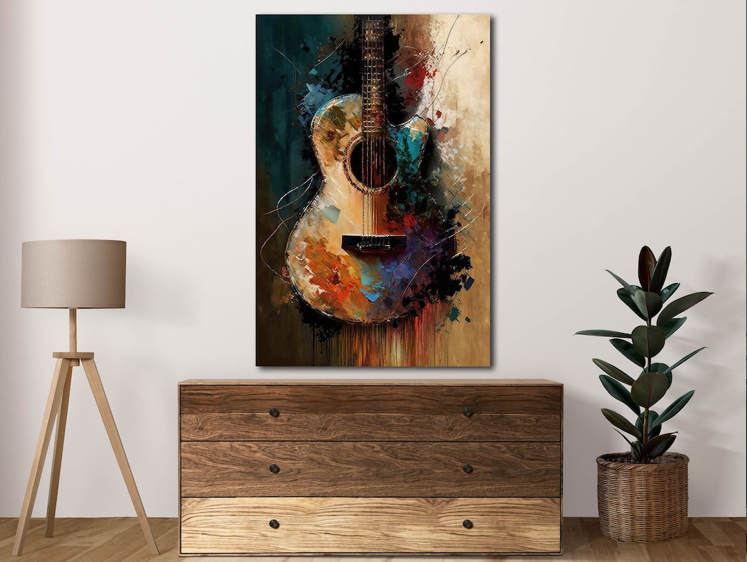 Abstract Colorful Guitar Canvas Print, Music Lovers Canvas, Guitar ...