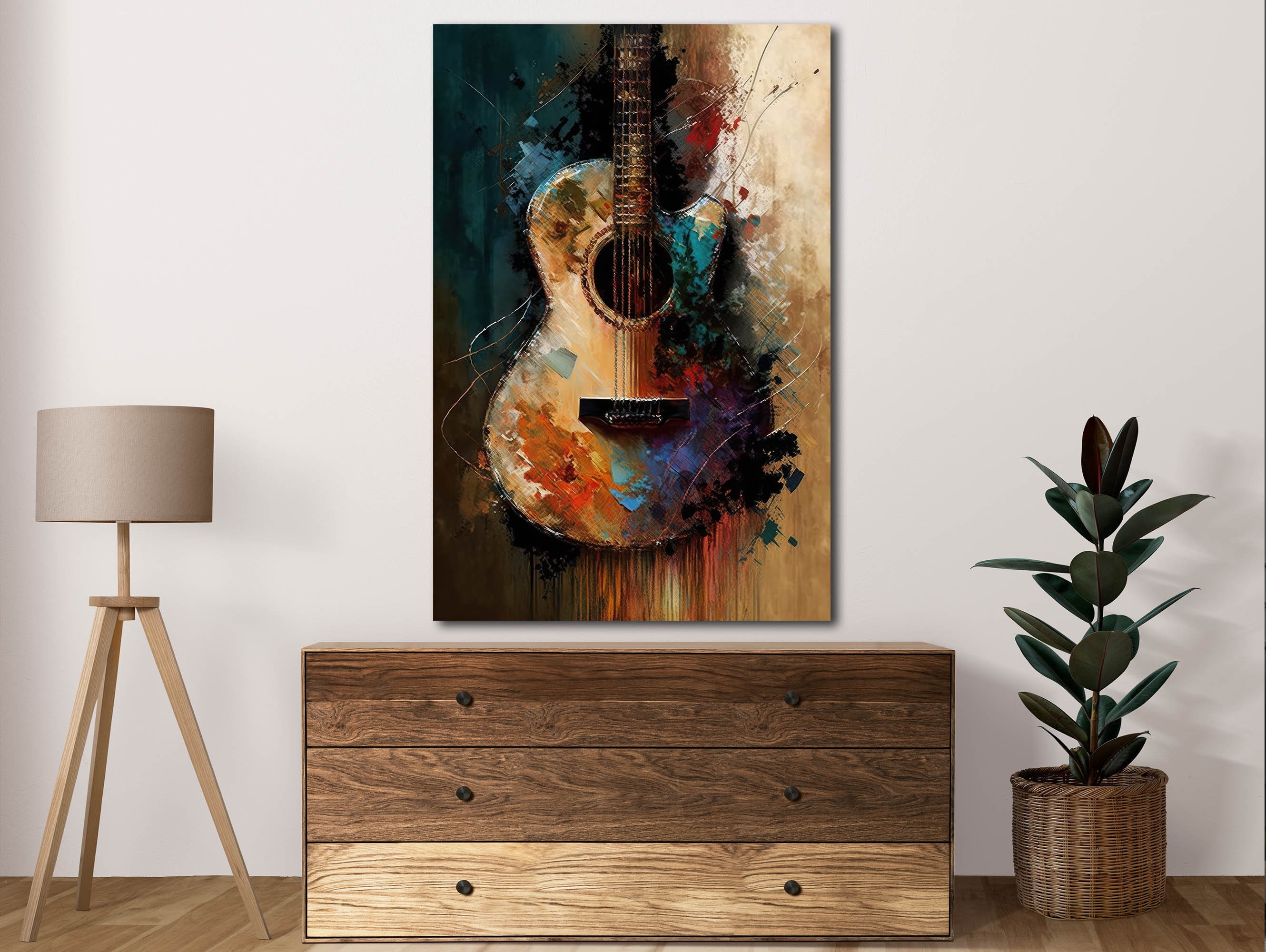 Abstract Colorful Guitar Canvas Print, Music Lovers Canvas, Guitar ...