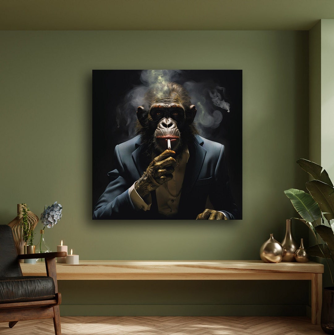 Banksy Boss Monkey Canvas Wall Art, Gorilla Print on Canvas, Animal Art ...