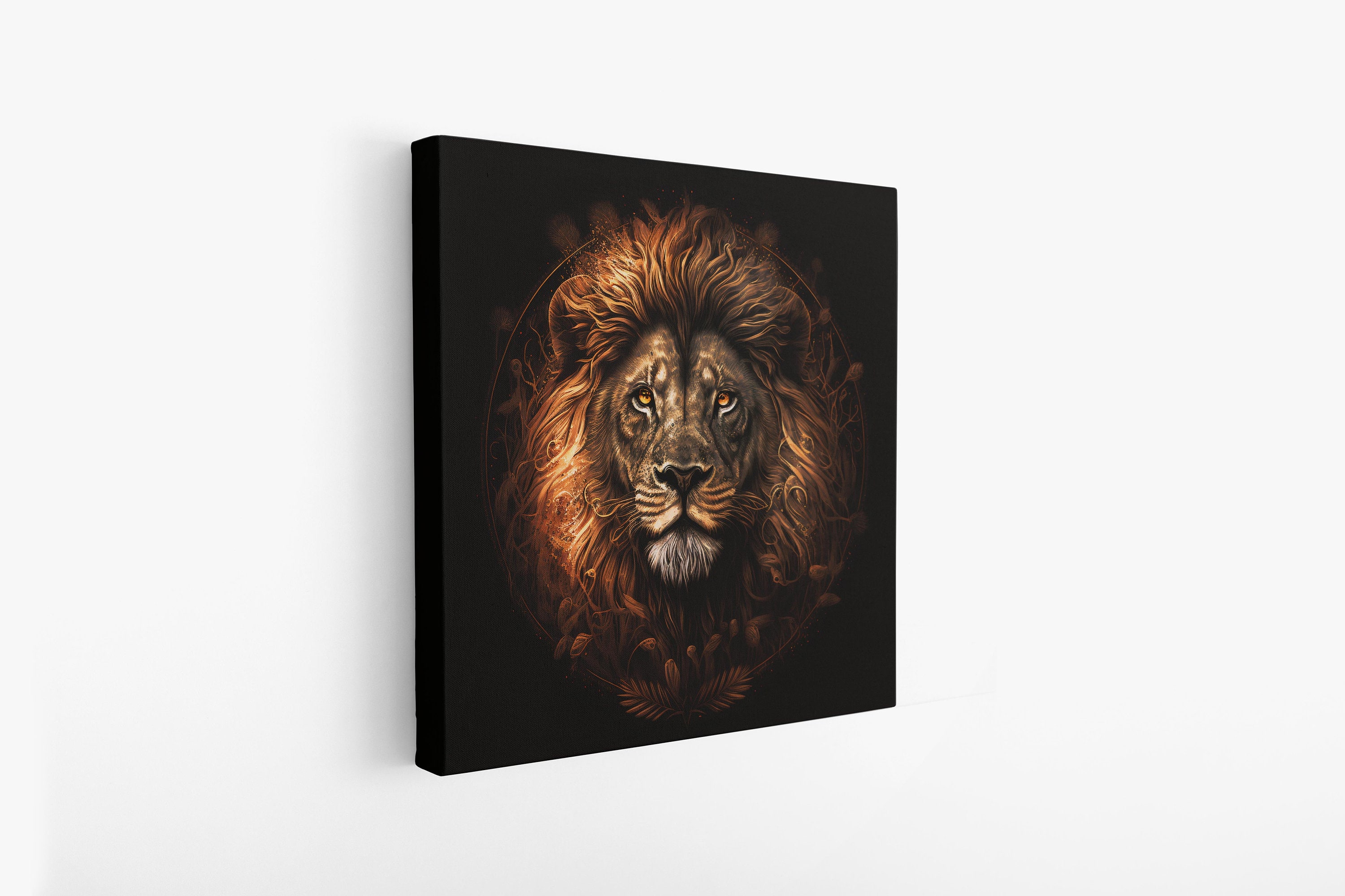 Lion Head Print on Canvas, Lion Wall Art, Animal Wall Decor, Modern Art ...