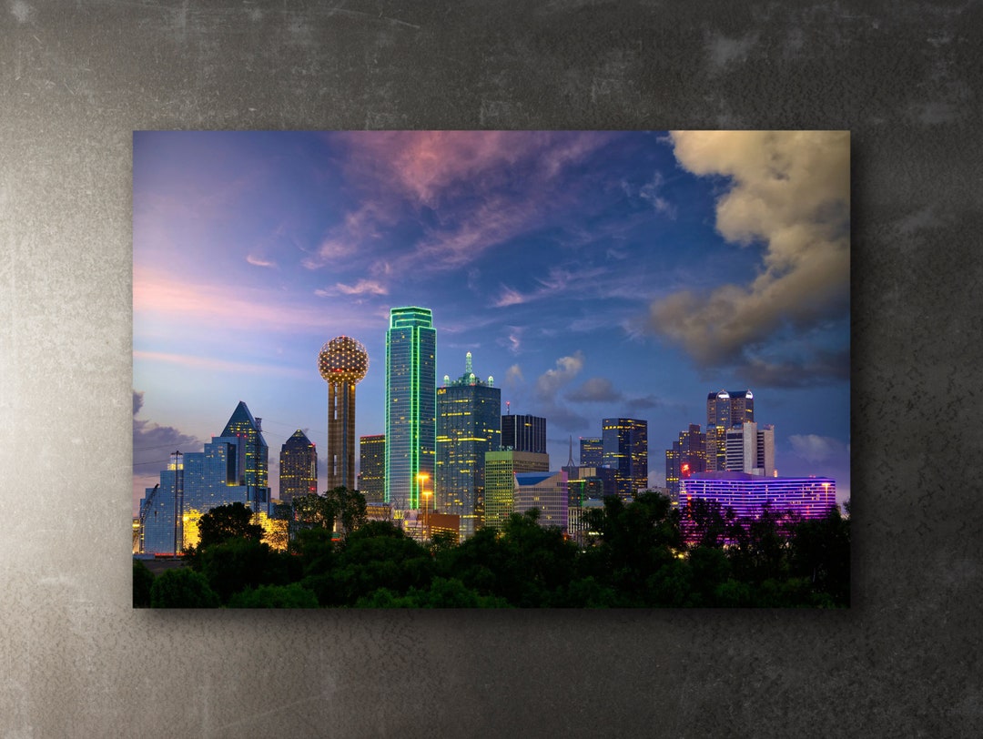 Vibrant Dallas Cityscape Canvas Print Texas Urban Art Decor, USA Home ...