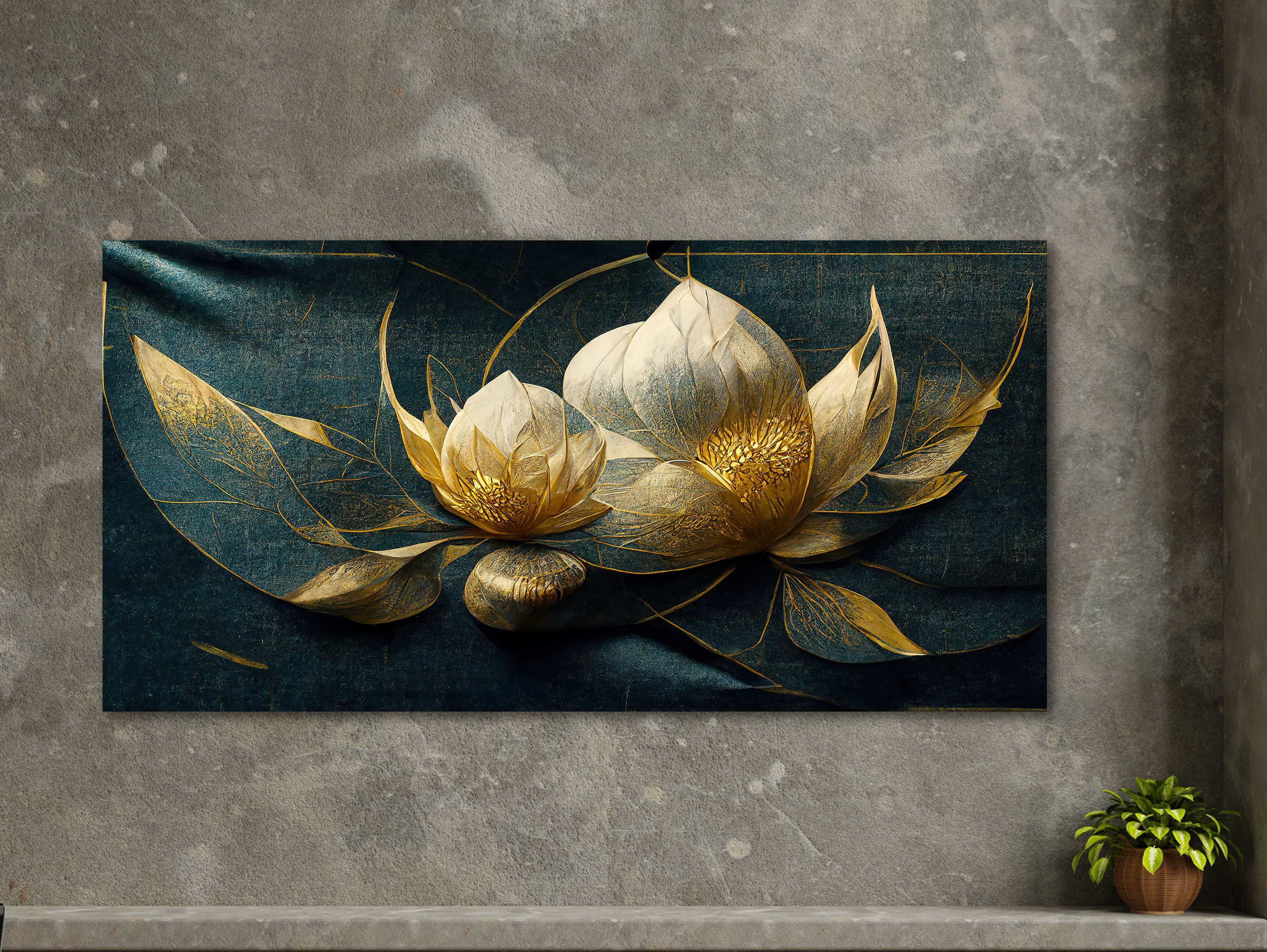 Lotus Flower Canvas Wall Art, Lotus Flower Wall Decoration, Lotus ...