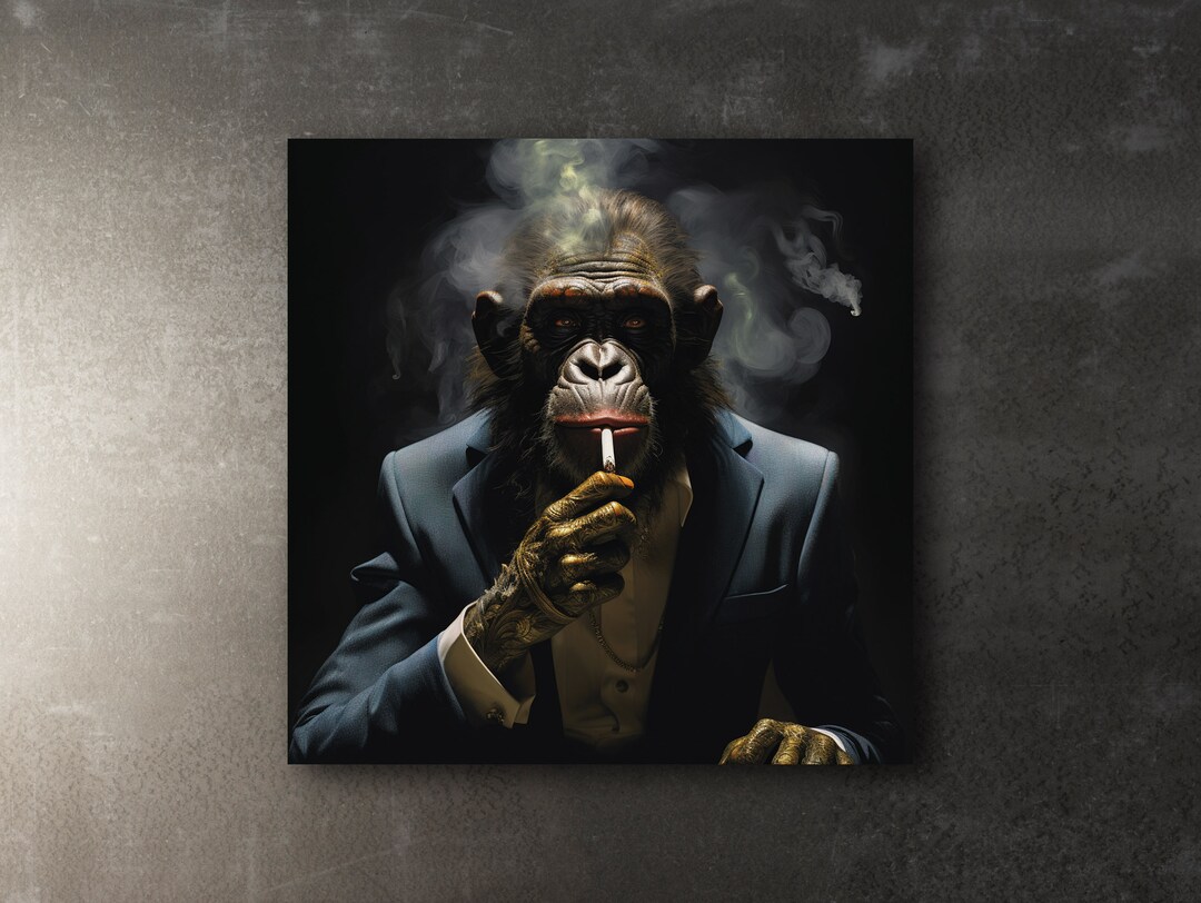 Banksy Boss Monkey Canvas Wall Art, Gorilla Print on Canvas, Animal Art ...
