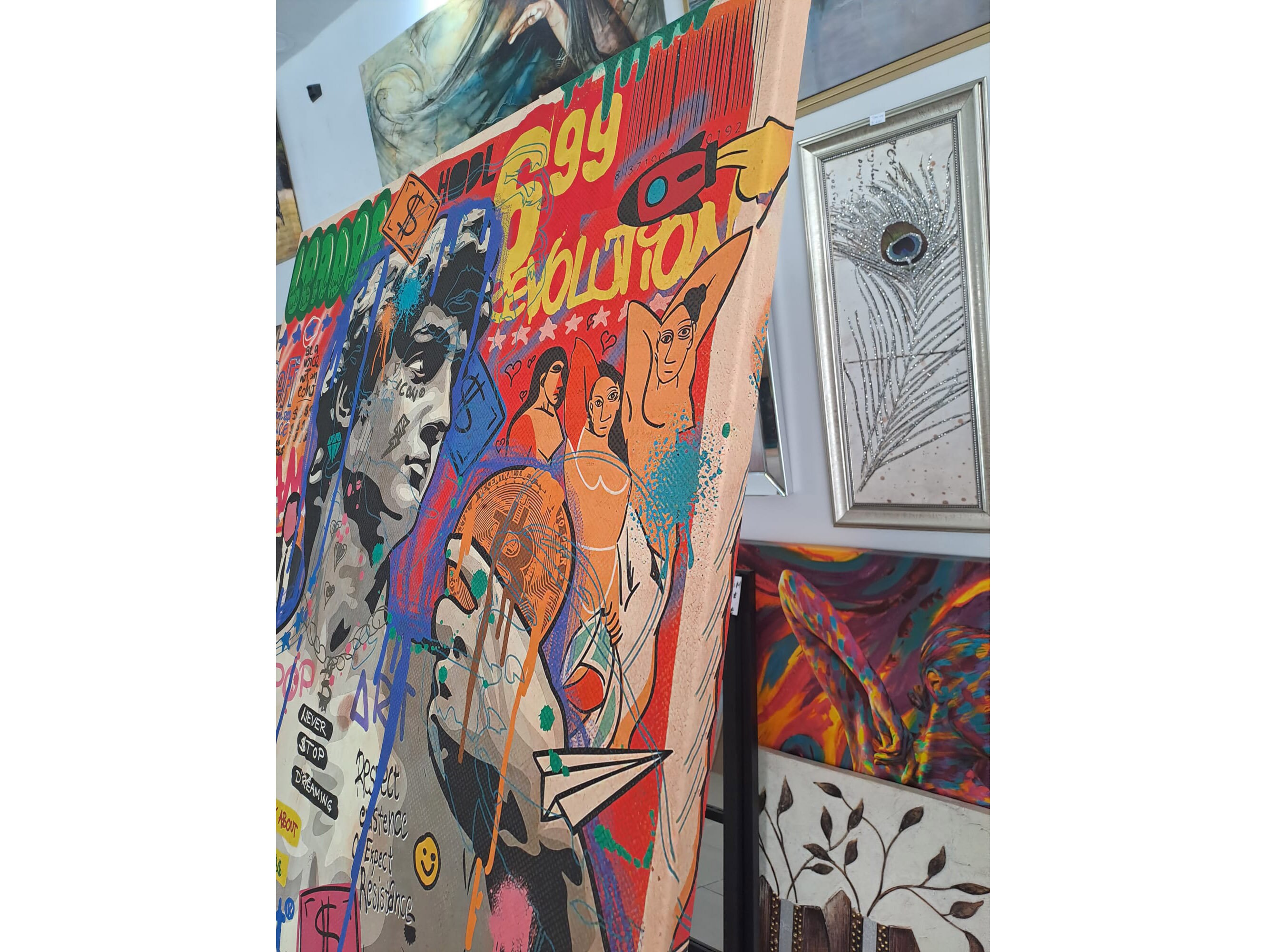 David Graffiti Pop Art Print on Canvas, Pop Art Statue Poster, Modern ...