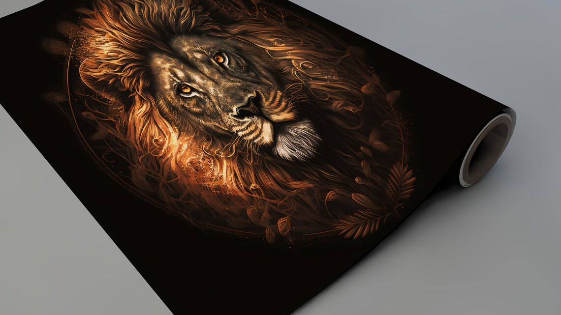 Lion Head Print on Canvas, Lion Wall Art, Animal Wall Decor, Modern Art ...