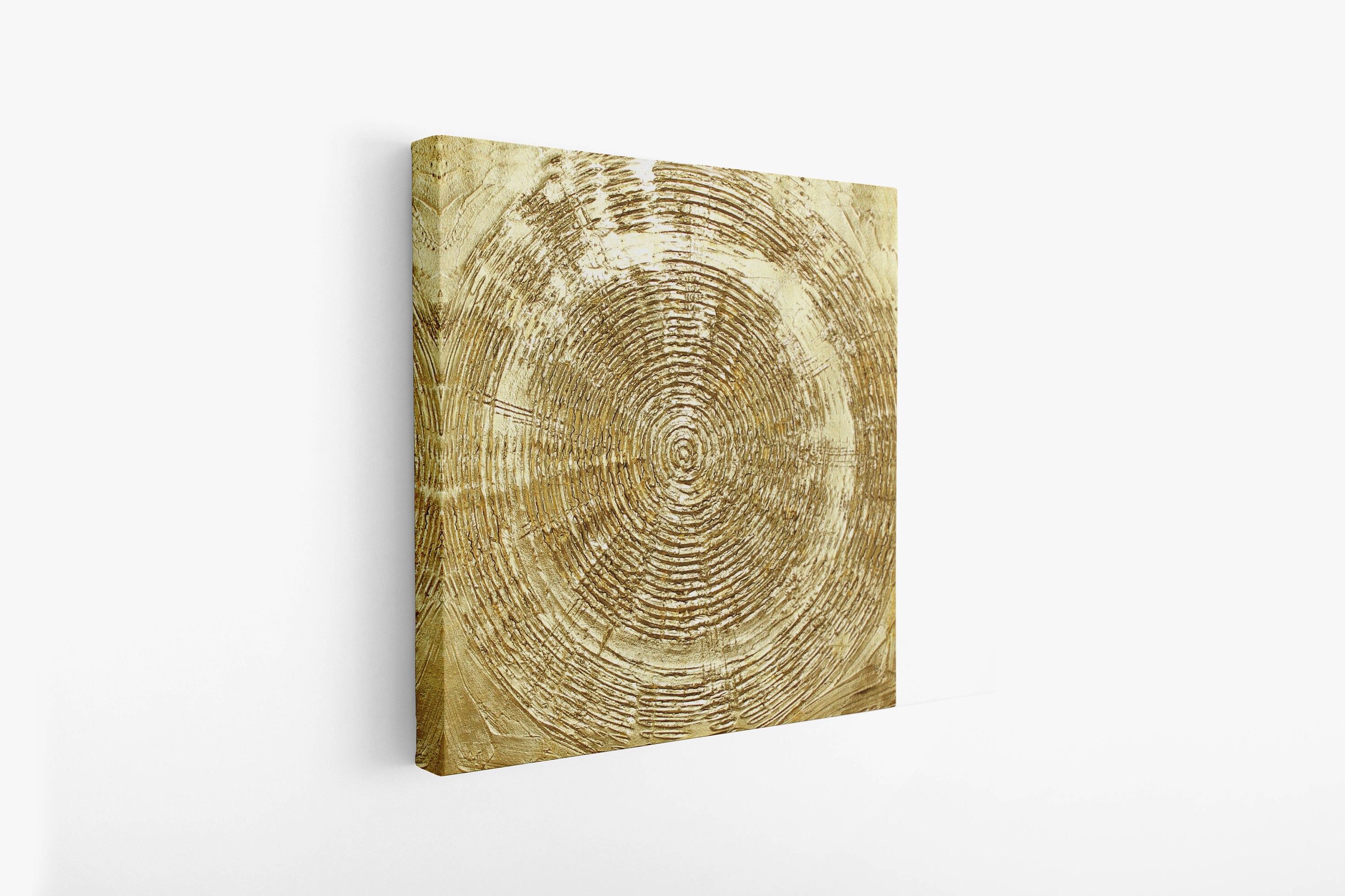 Abstract Gold Circle Print on Canvas Golden Modern Artwork - Etsy