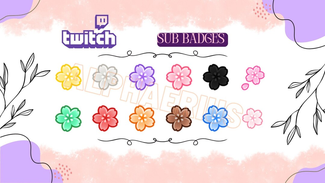 Badges SUBS / Sub 12 Twitch PACK Flowers Sakura : Flowers Sakura - Etsy
