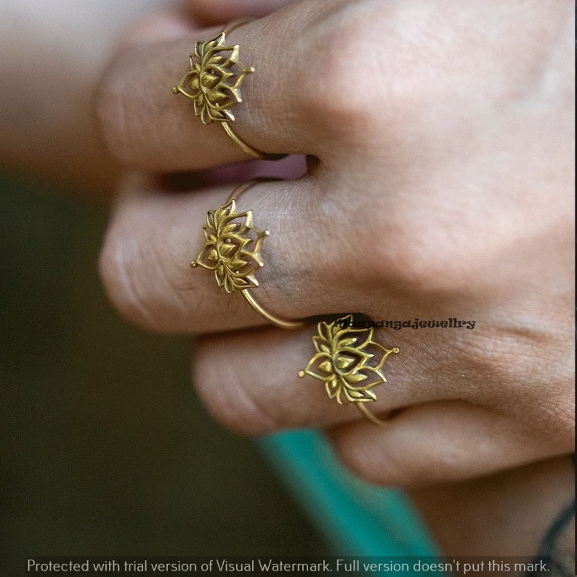 Minimalist Gold Lotus Ring, Lotus Ring for Yoga Lovers, Spiritual Jewel ...