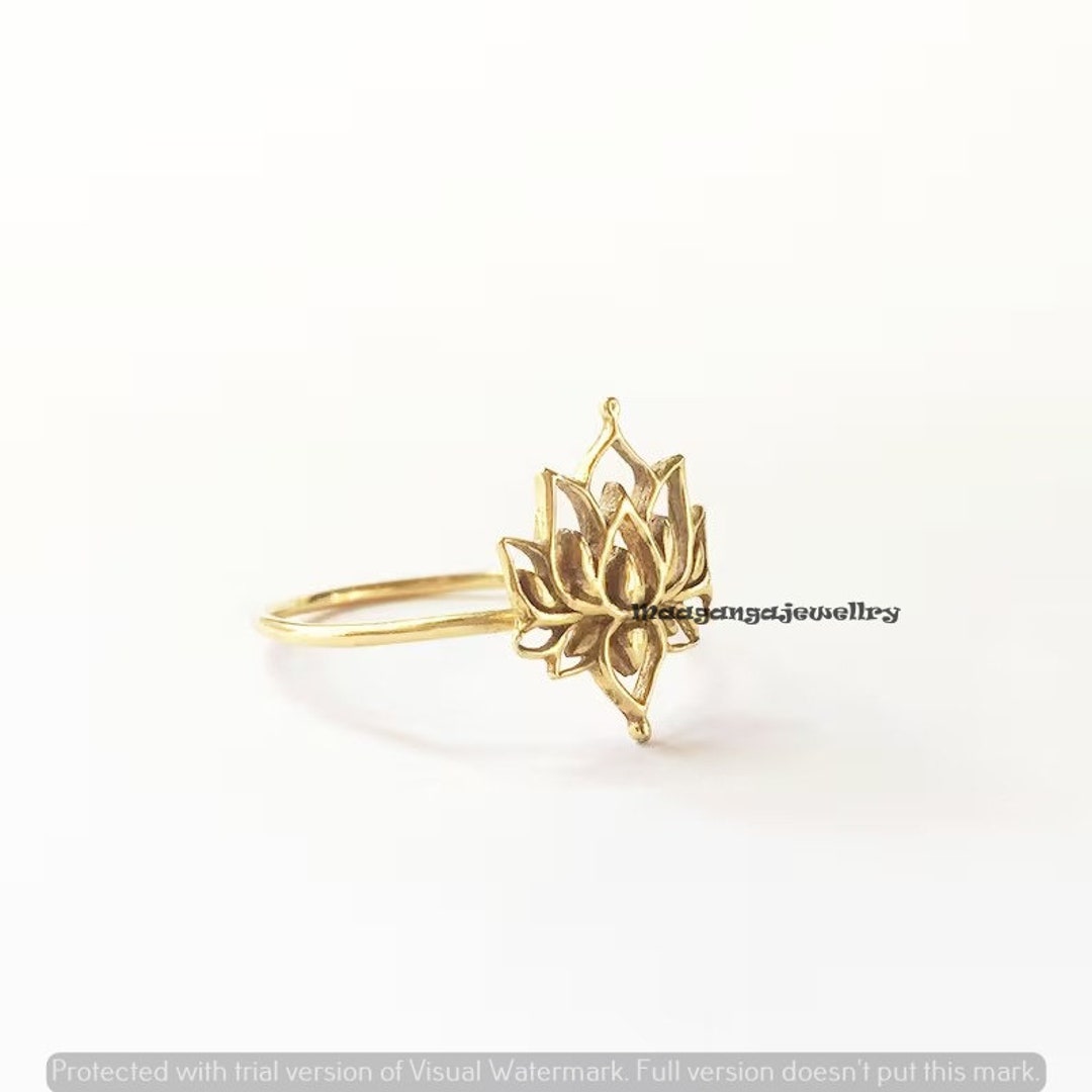 Minimalist Gold Lotus Ring, Lotus Ring for Yoga Lovers, Spiritual Jewel, Symbolic Gift for Yoga ...