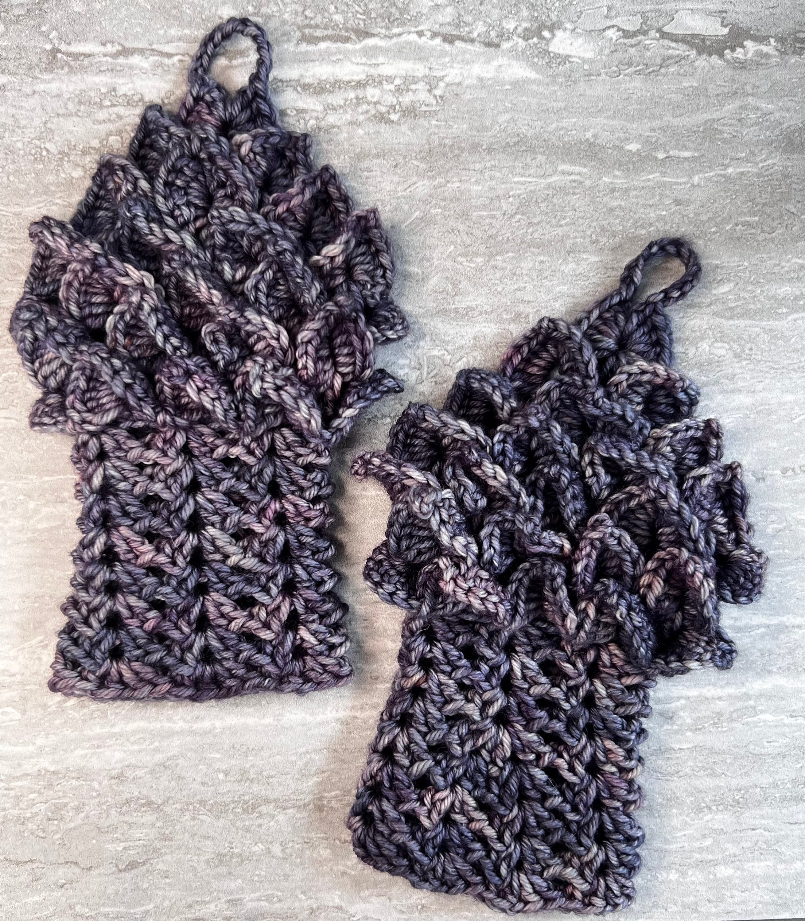 Dragon Scale Delight Fingerless Gauntlets Hand-dyed in Purple Haze ...