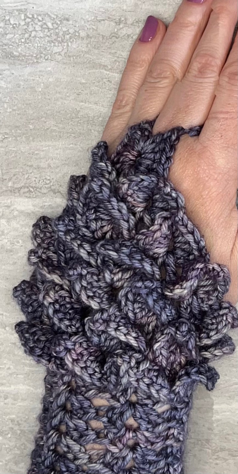 Dragon Scale Delight Fingerless Gauntlets Hand-dyed in Purple Haze ...
