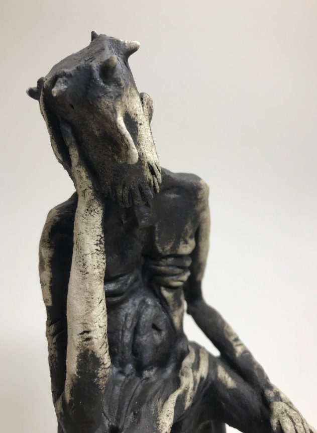 Pensive Christ II Handmade Sculpture Pottery Art Authentic Lithuanian ...