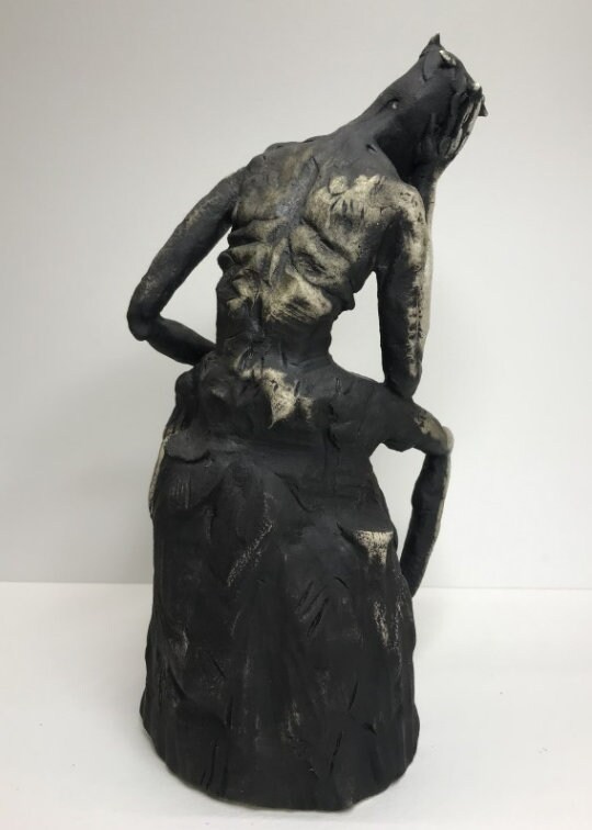 Pensive Christ II Handmade Sculpture Pottery Art Authentic Lithuanian ...