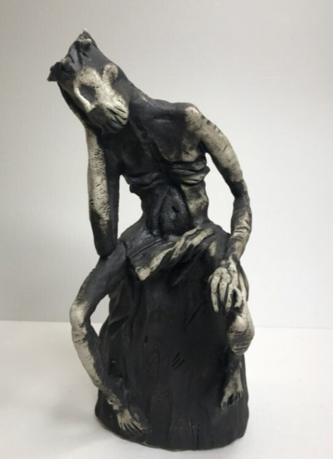 Pensive Christ II Handmade Sculpture Pottery Art Authentic Lithuanian ...