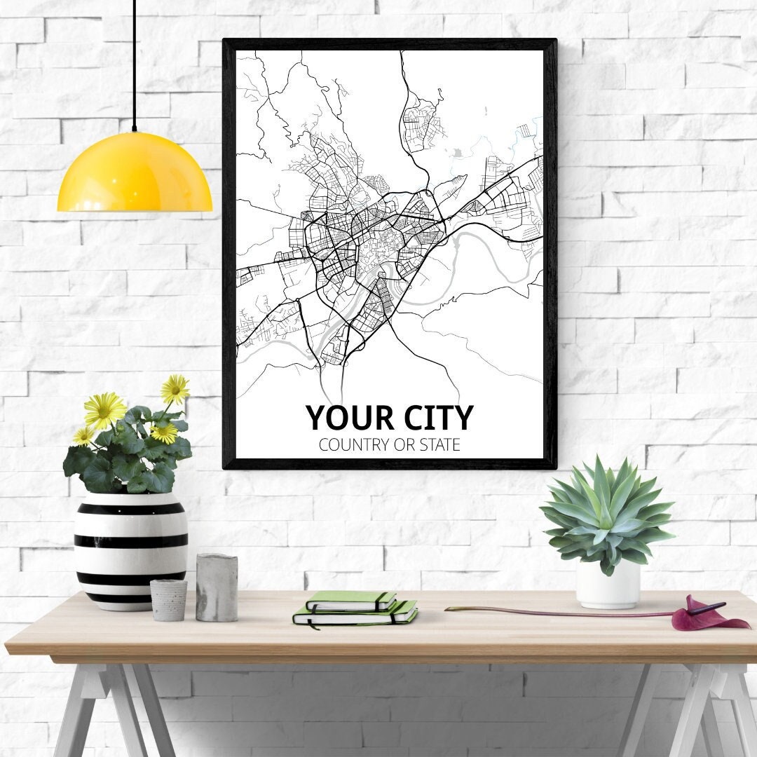 Digital Download Custom City Map, Digital City Download / Personalized ...