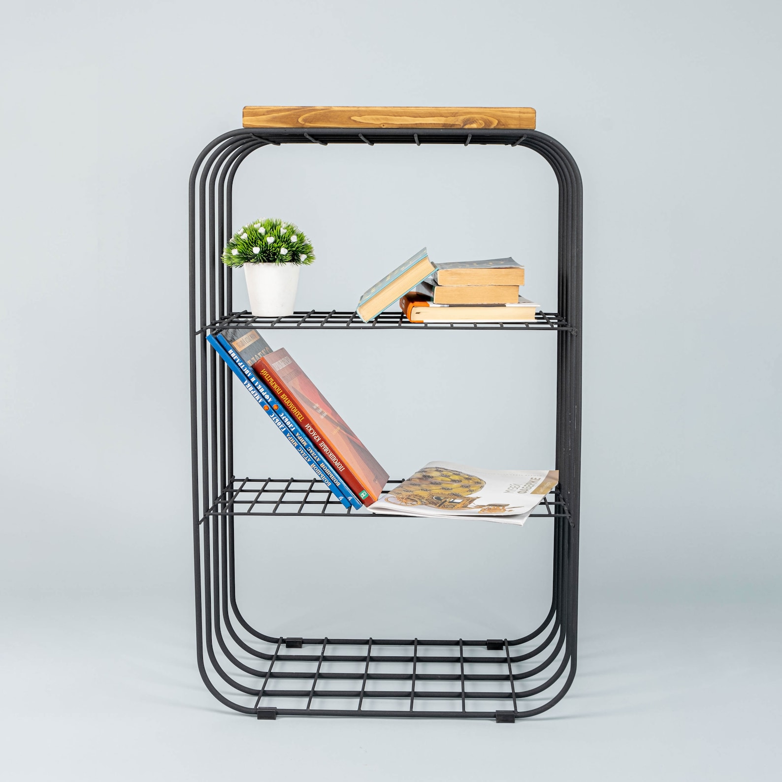 Loftie® Shelving Unit Rack, Wooden Shelf Storage Stand, Industrial ...