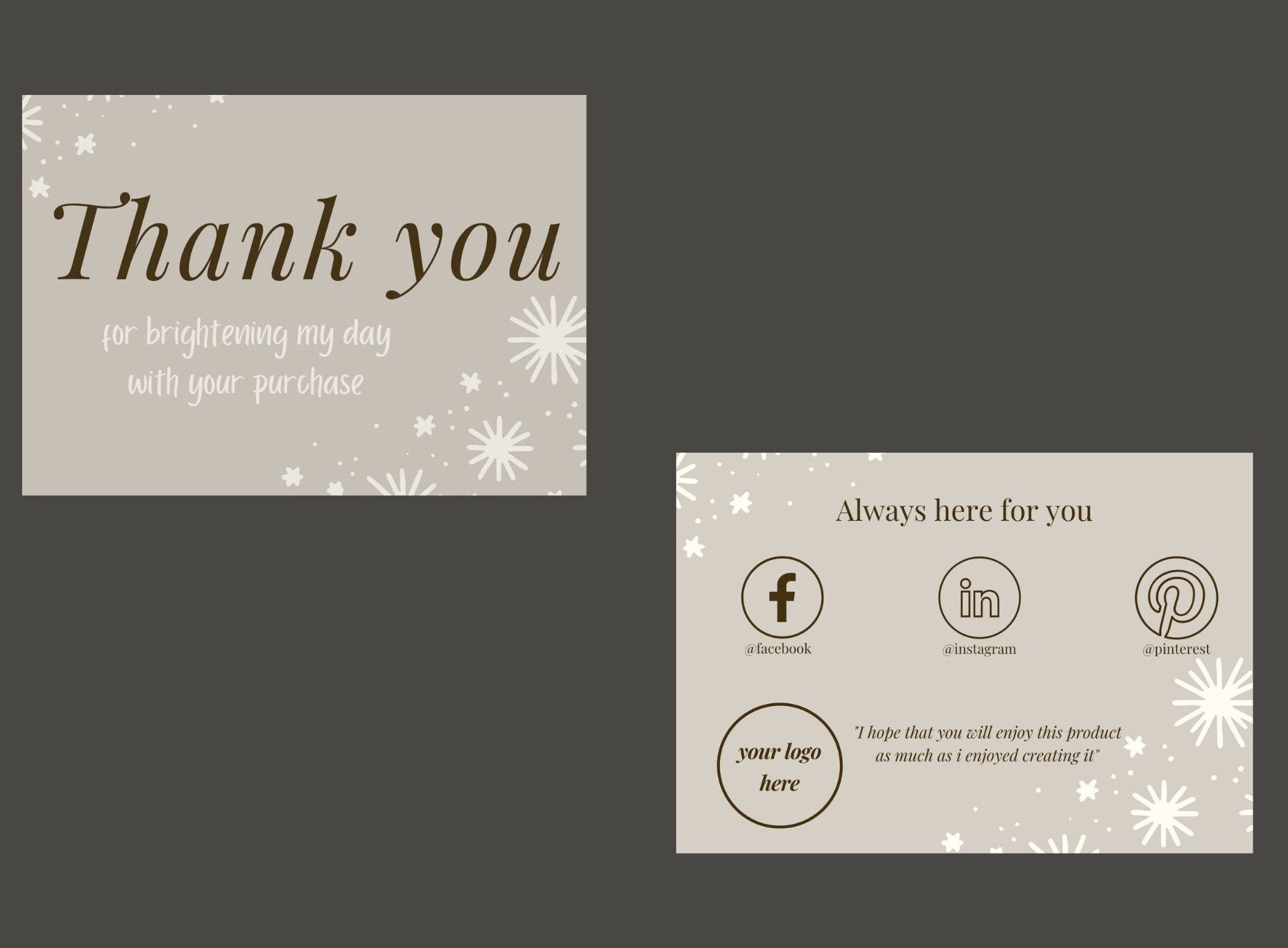 Editable Small Business "thank You" Canva Card Template - Etsy
