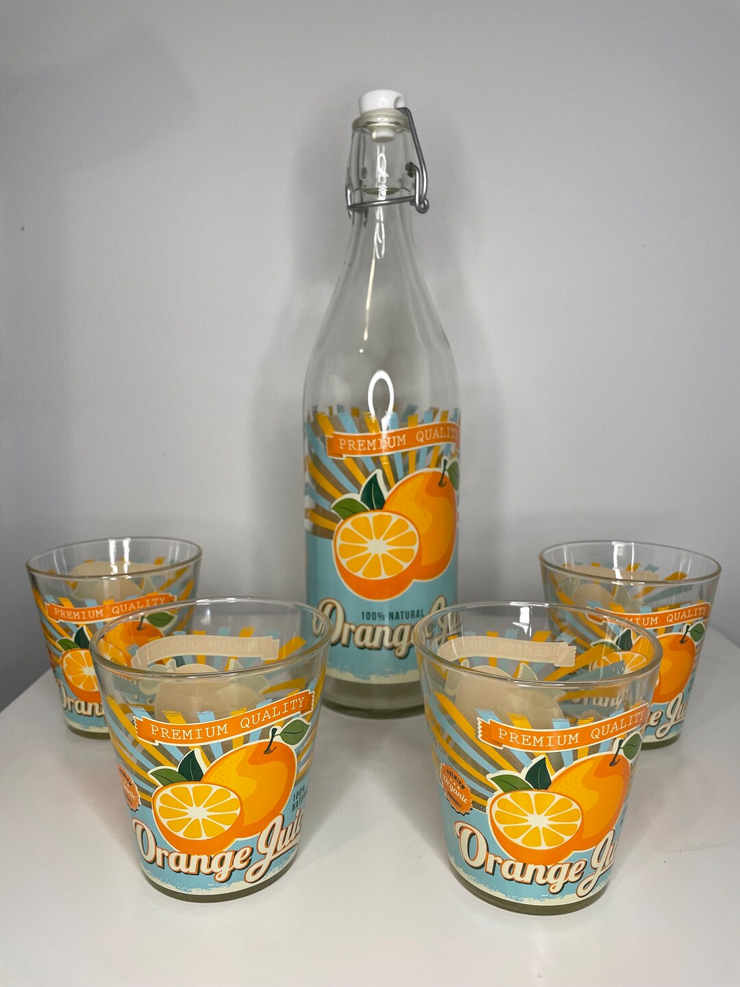 CERVE ITALY Orange Juice Vintage Glassware Set 5 Piece Set - Etsy